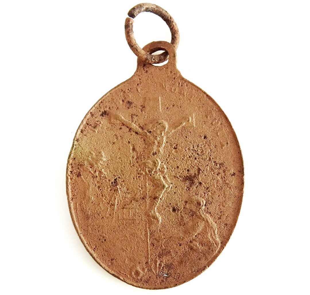 Antique Crucifixion Medal Mater Dolorosa Mary 7 Sorrows Swords Piercing ...