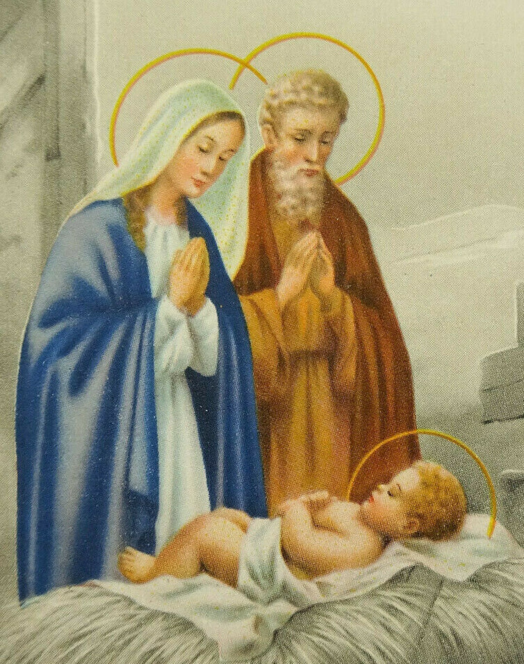 1955 Christmas Nativity Holy Prayer Card Italy Vintage Ordination ...