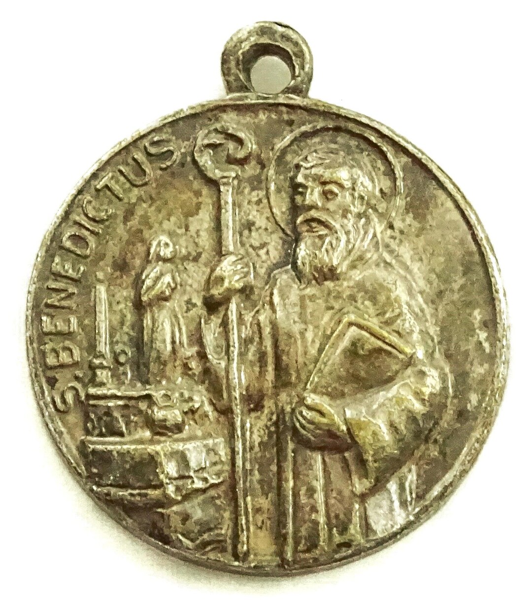 Unusual St Benedict Medal Vintage Pendant Saint Benoit Benedictus - Etsy