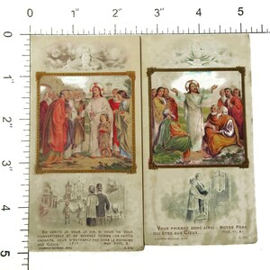 Jesus Vintage Holy Cards French Our Father Lord's Prayer and Matthew 18 ...