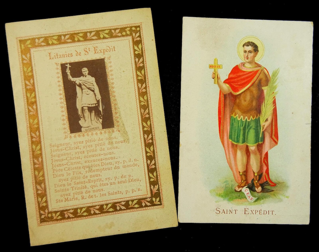 St Expedit Expeditus Holy Cards Antique French Prayer Patron Saint ...