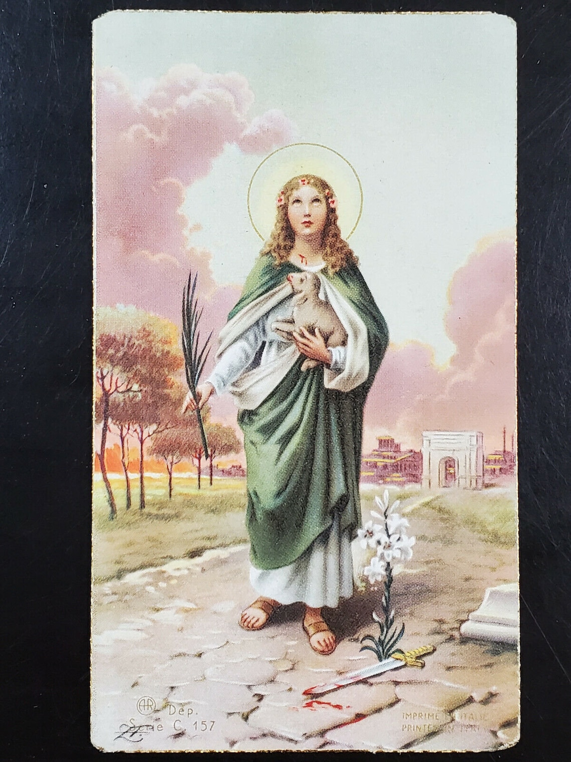 St Agnes Vintage Holy Card Italy Patron Saint of Girls | Etsy