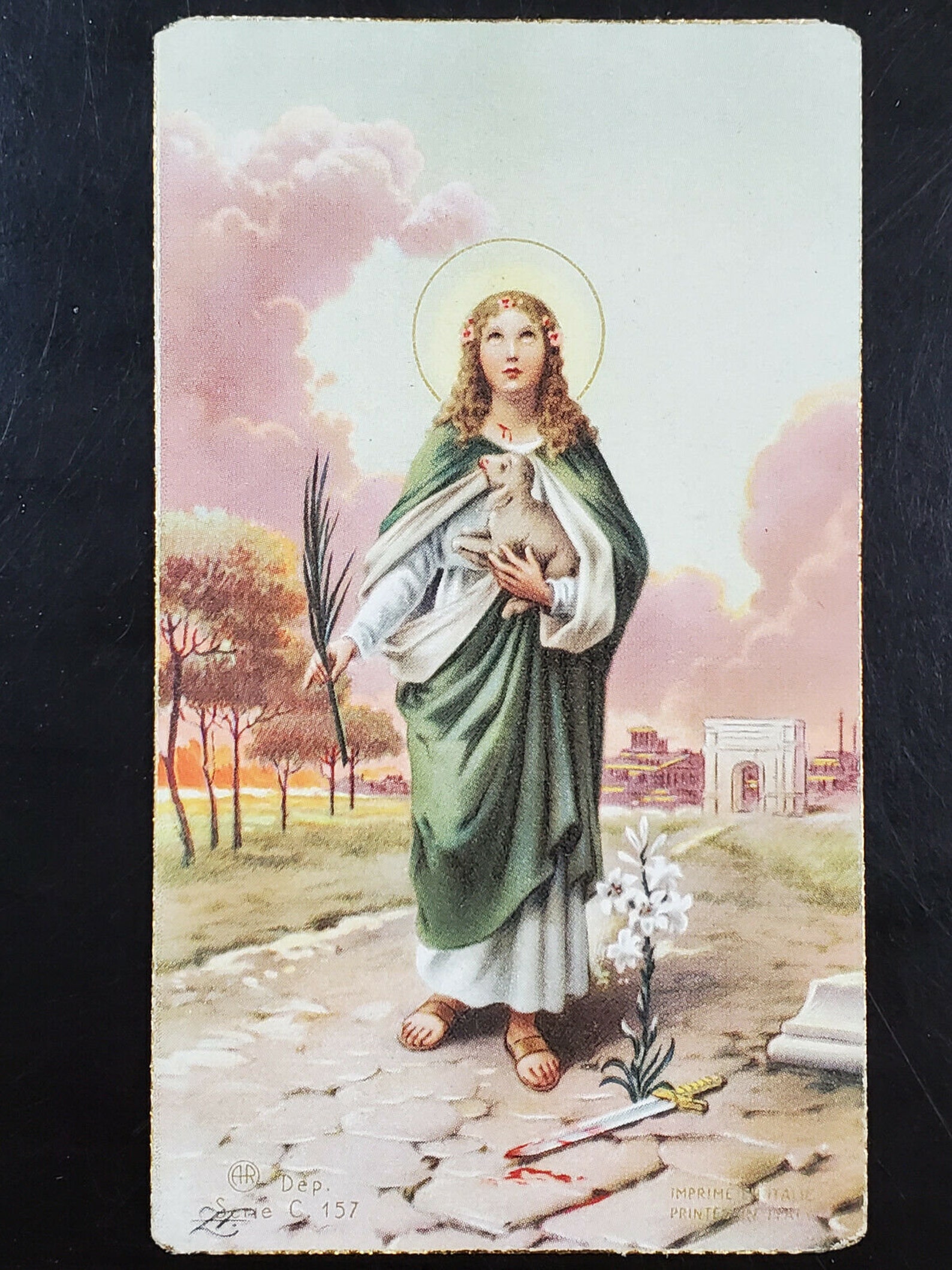 St Agnes Vintage Holy Card Italy Patron Saint of Girls | Etsy