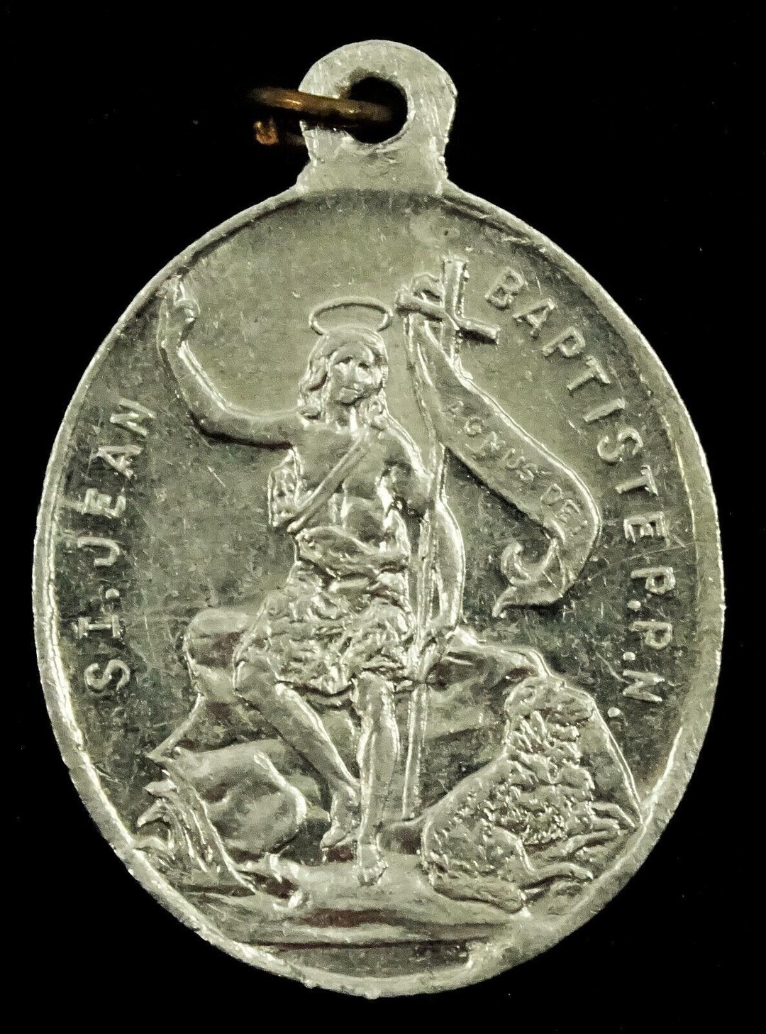 St John the Baptist Vintage Medal Pendant Aluminum Jean Baptiste ...