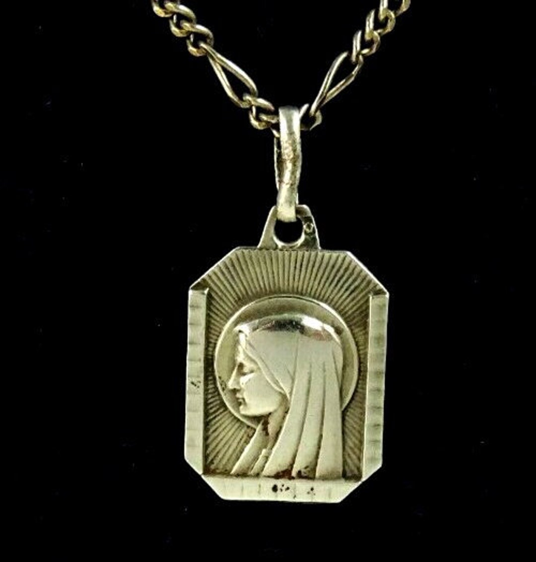 Virgin Mary Silver Necklace Vintage - Etsy