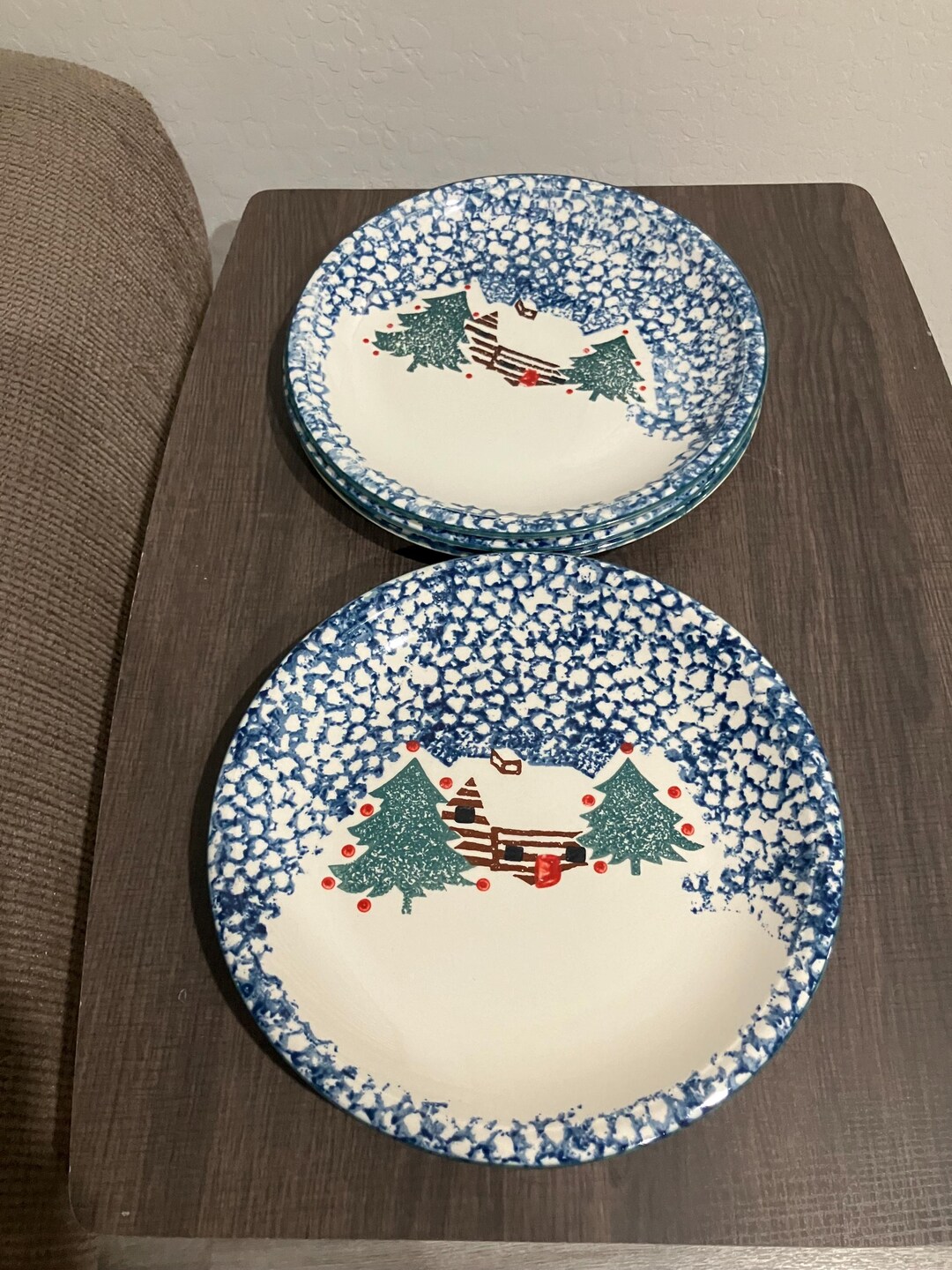 Cabin in the Snow by Tienshan, Stoneware Dinner Plate, - Etsy