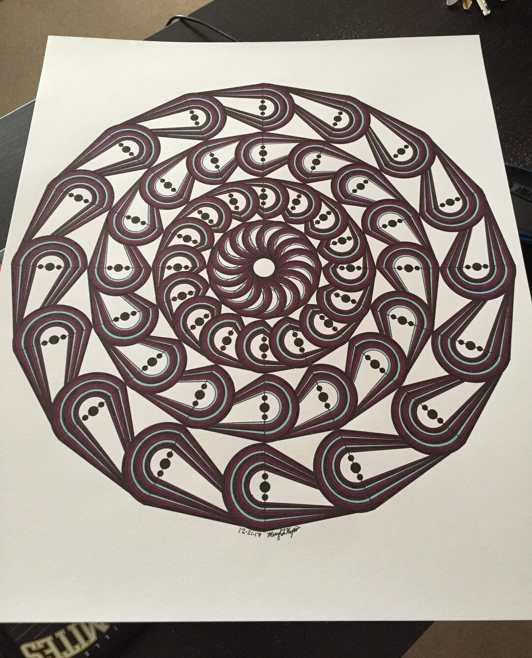 Original Swirl Mandala Art: Pen and Sharpie Drawing (14x17) - Etsy