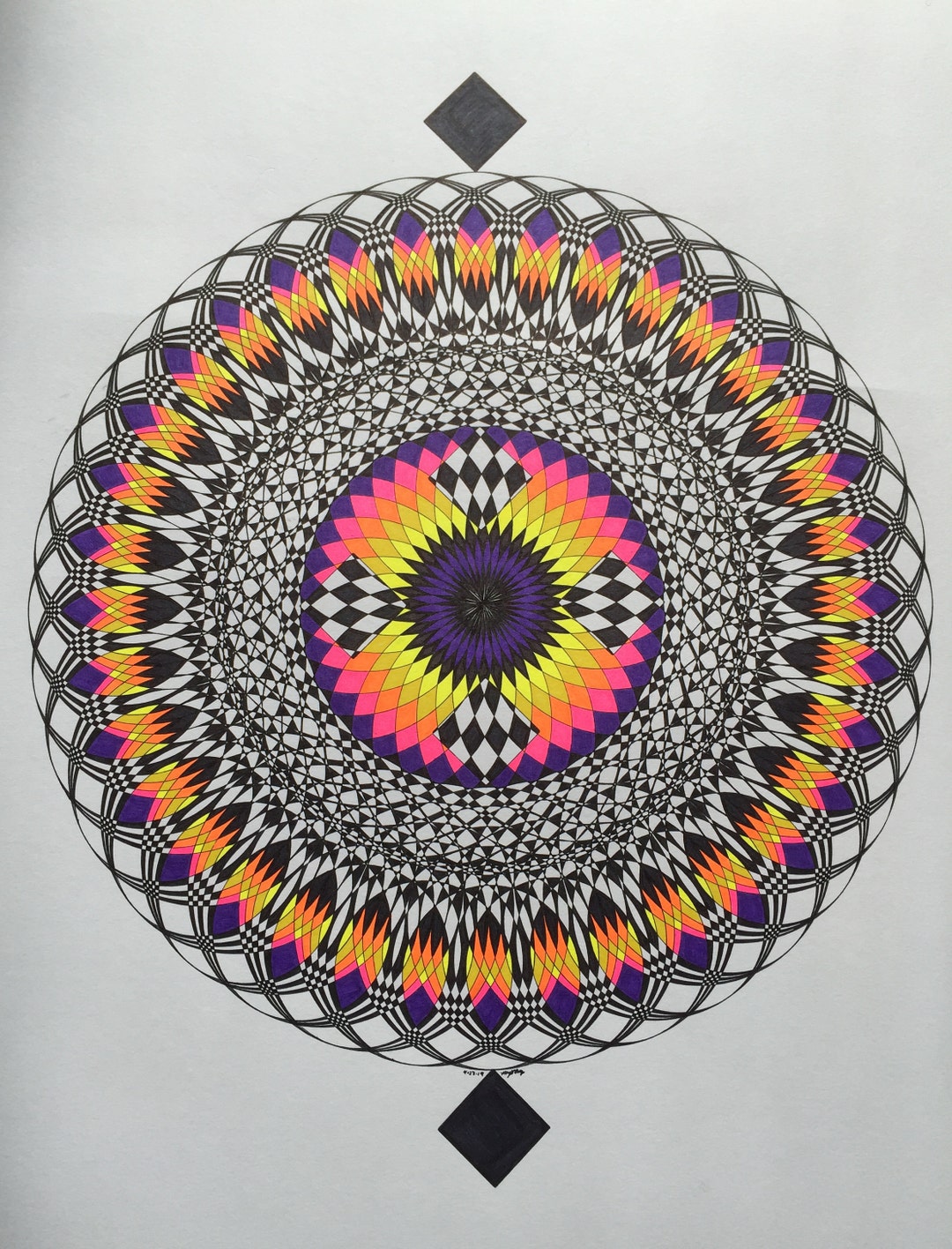 Original Neon Sharpie Mandala Art: Psychedelic Black Light Drawing ...