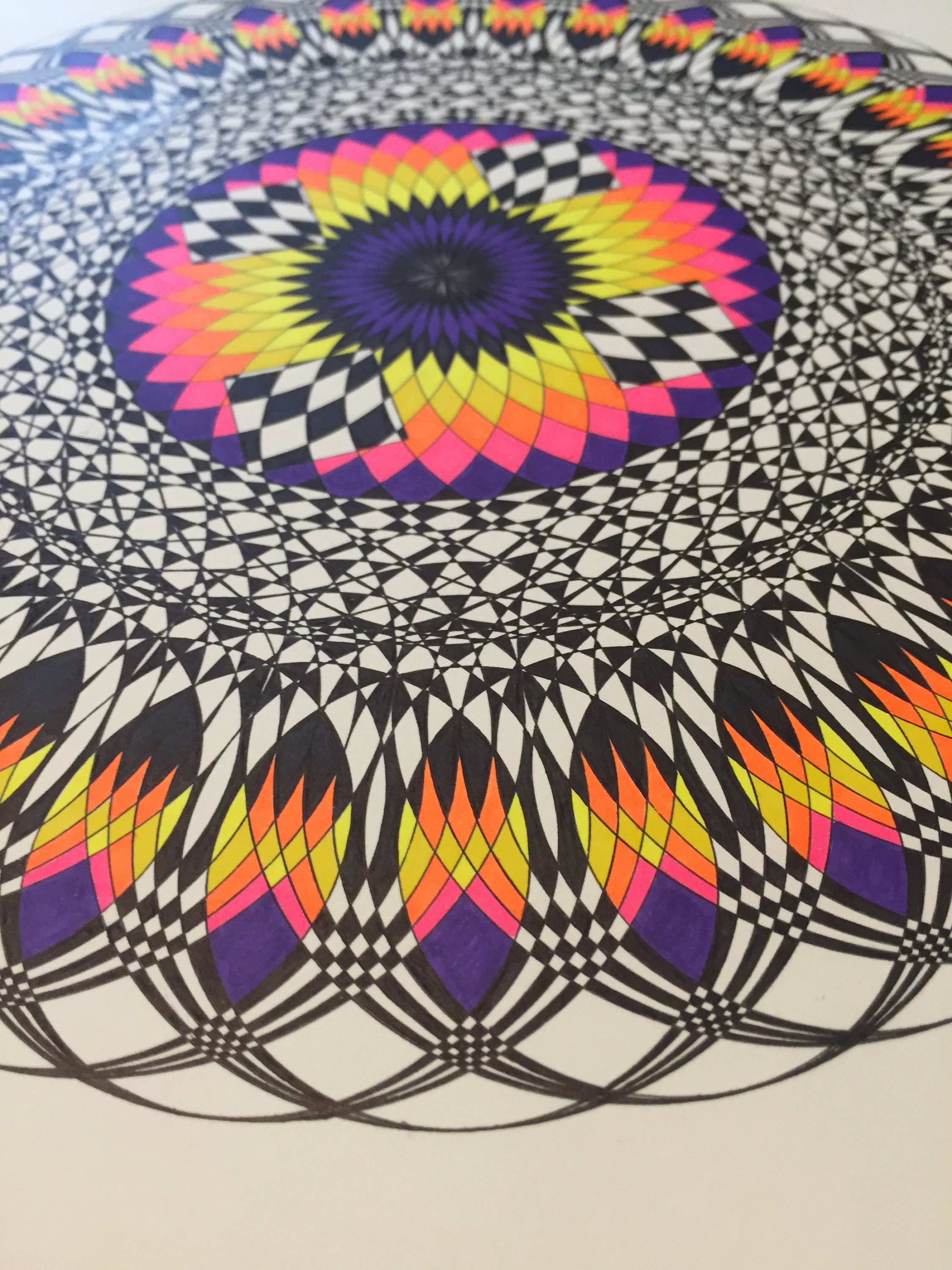 Original Neon Sharpie Mandala Art: Psychedelic Black Light Drawing ...