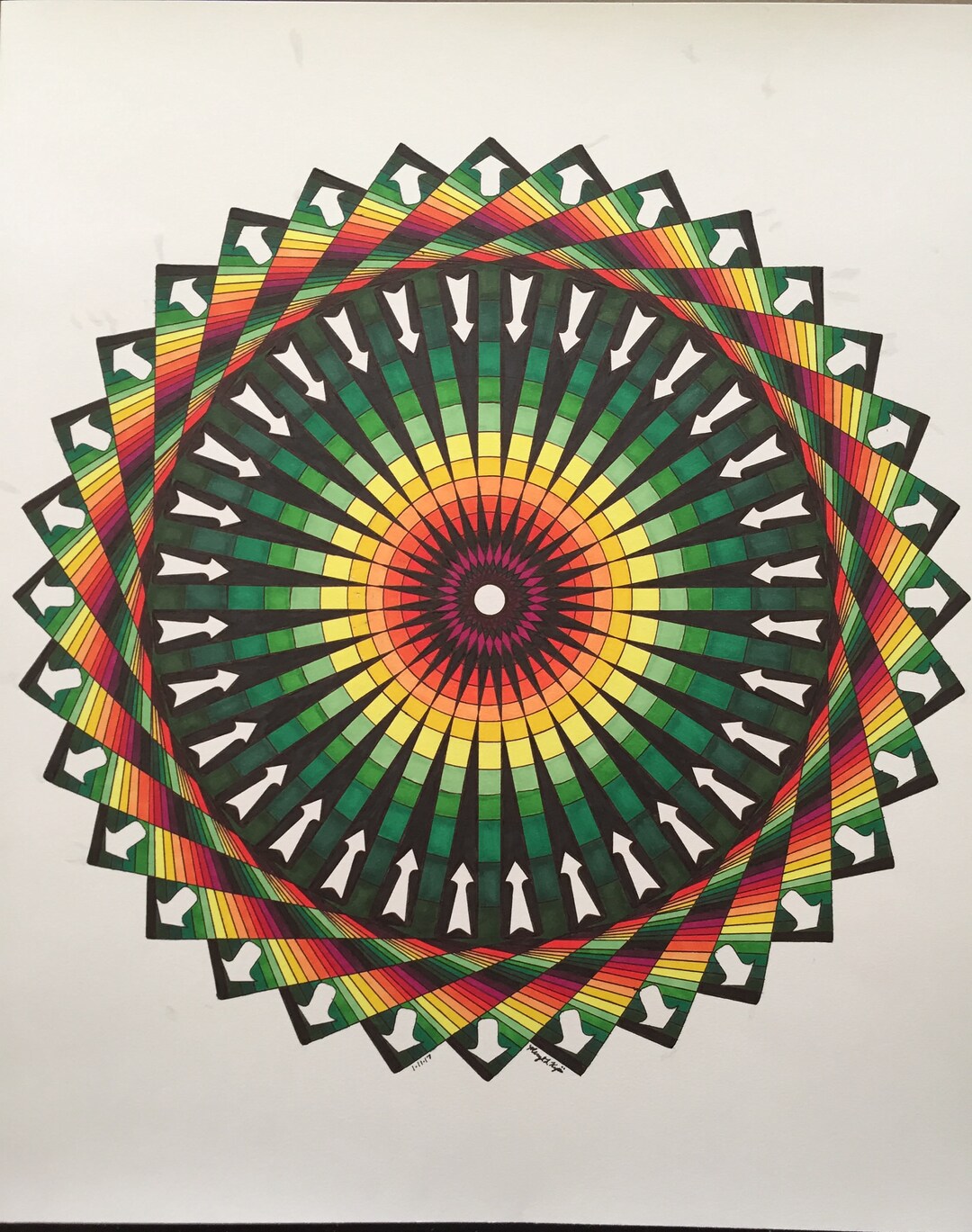 Rainbow Art, Psychedelic Art, Radial Symmetry Art, 14 X 17 Wall Art ...