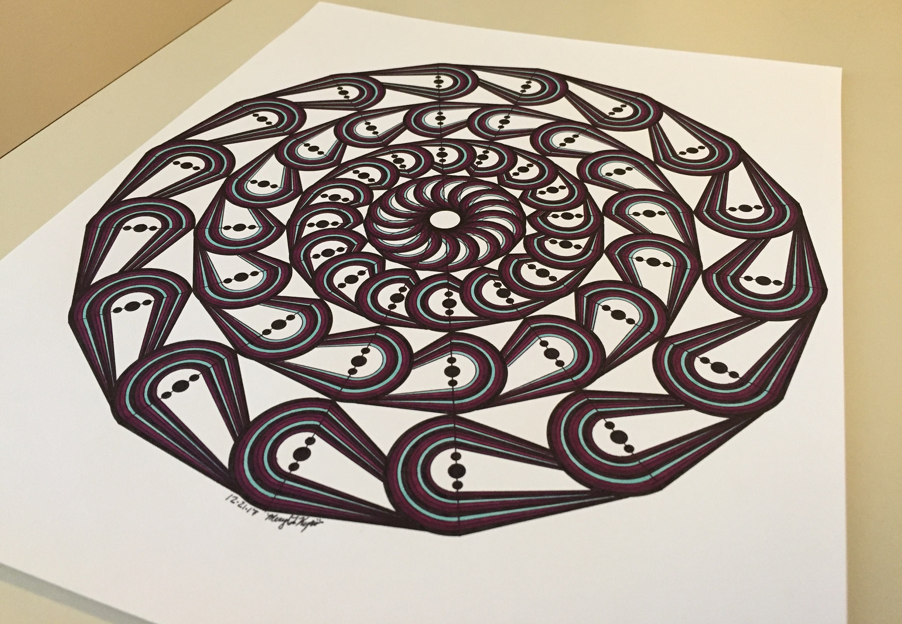 Original Swirl Mandala Art: Pen and Sharpie Drawing (14x17) - Etsy