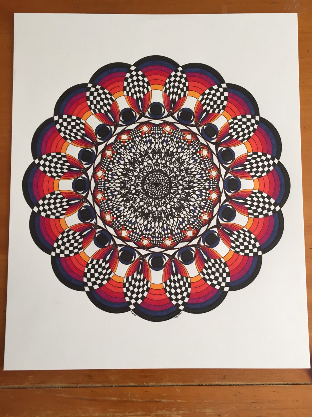 Rainbow Art, Op Art, Psychedelic Art, Rainbow Mandala, Pen and Ink ...