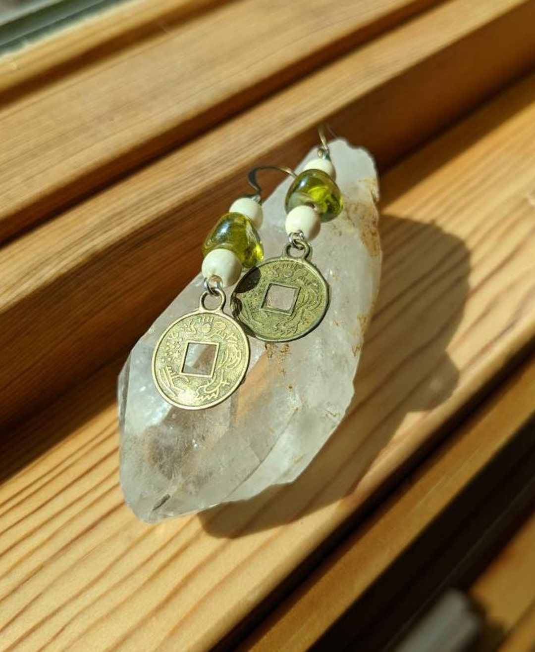 Prayer Coin Earrings, Chinese Prayer Coin Earrings, Bronze Coin Earrings, Good Luck Earrings ...