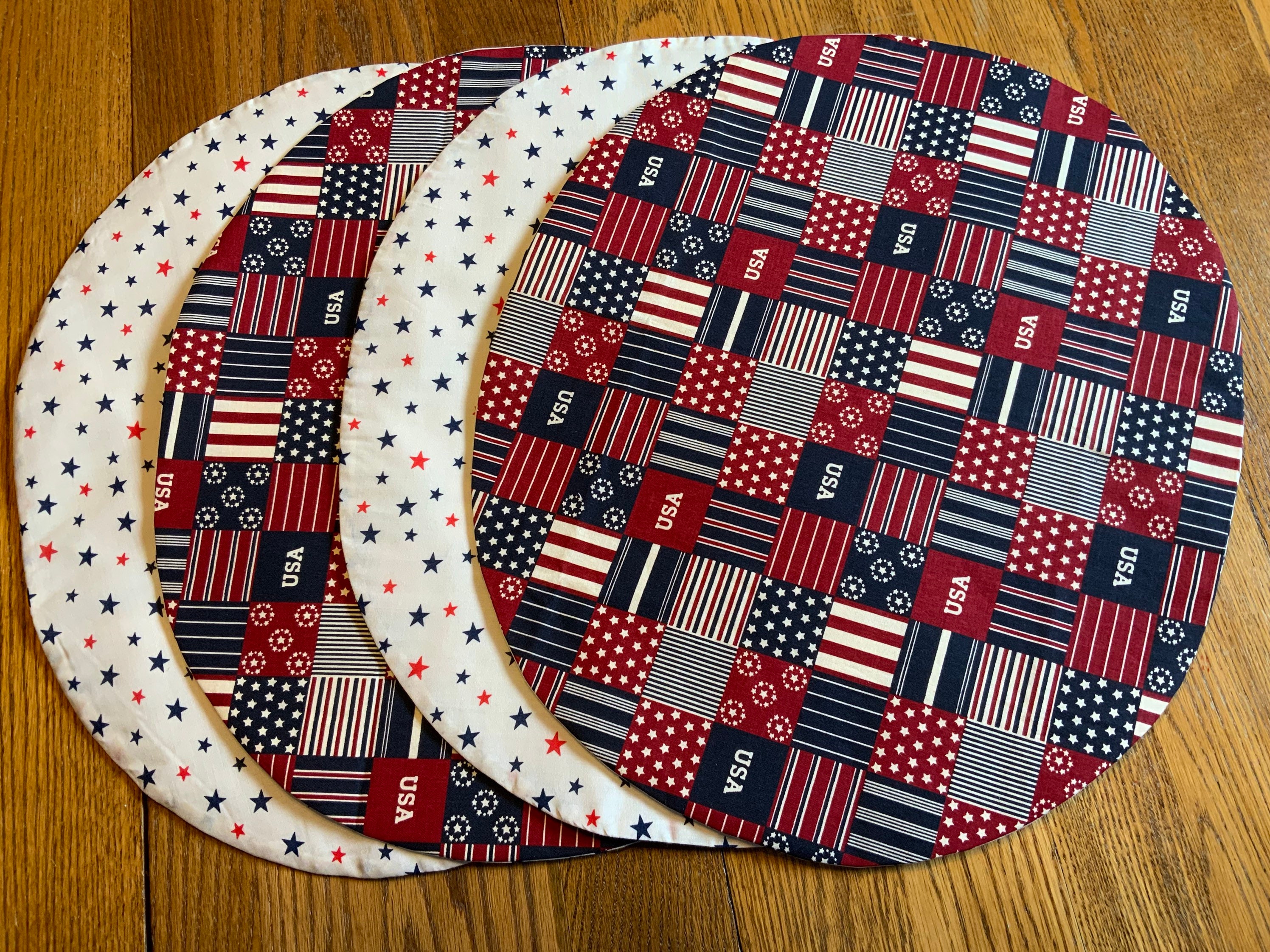 Red, White and Blue Square Placemats. Set of 4. 14” X 20” - Etsy