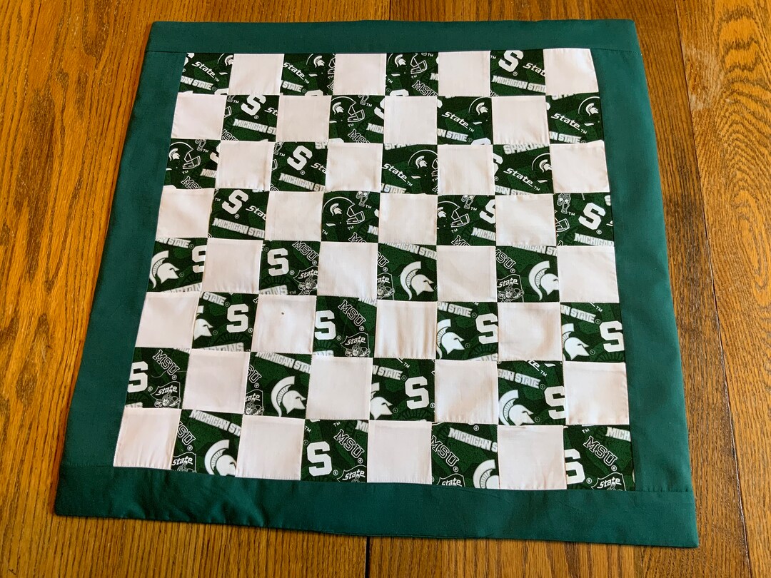 Michigan State Checkerboard: Green & White Fabric Board - Etsy