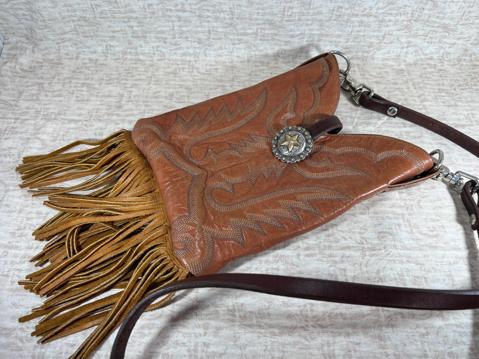 Repurposed Leather Cowboy Boot Fringed Purse - Etsy