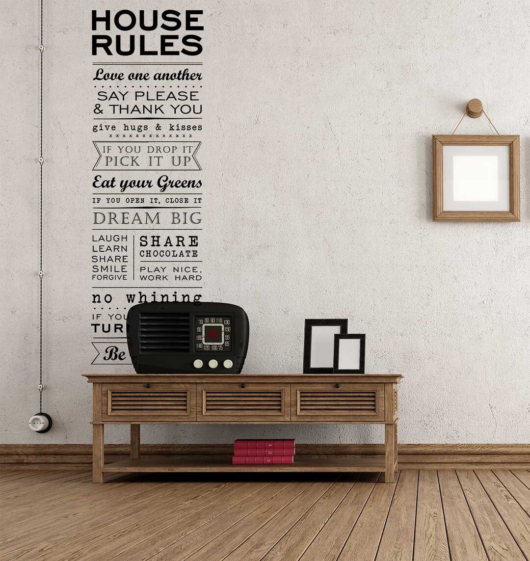 House Rules Family Love Stickers Modern Quote Wall Art Decals Home ...