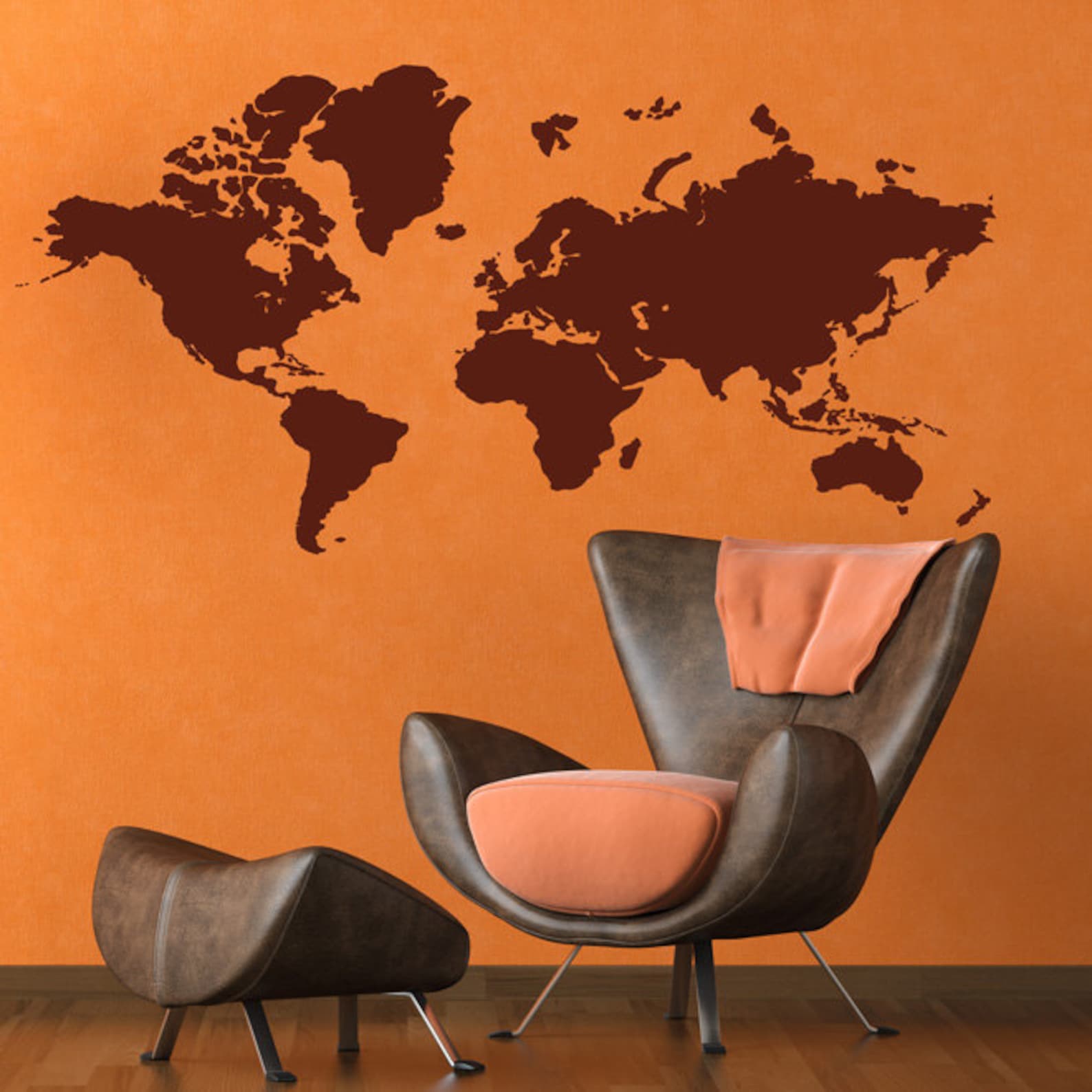 Large World Map Wall Stickers - Globe Graphics Vinyl Art Decals - Etsy UK