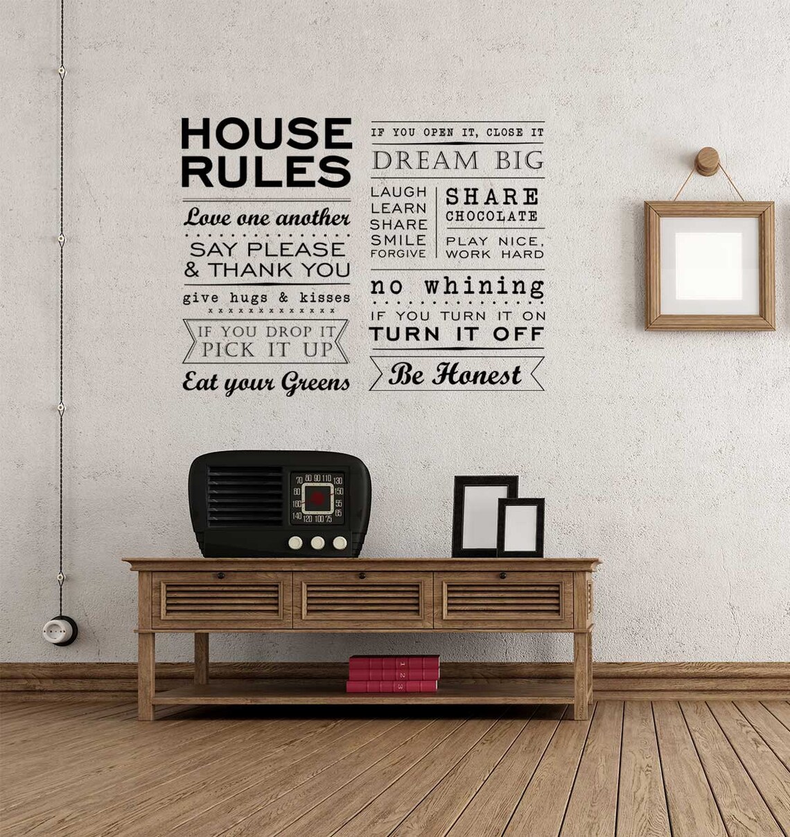 House Rules Family Love Stickers Modern Quote Wall Art Decals Home ...