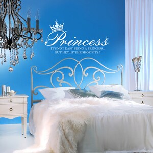 Princess Crown Shoe Quote Art Decal Girl Bedroom Vinyl Wall Sticker ...