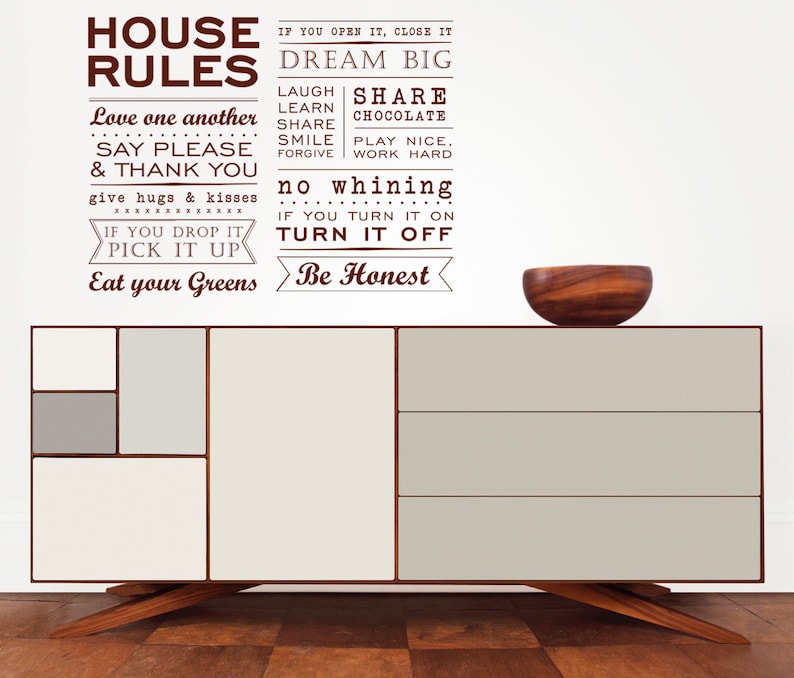 House Rules Family Love Stickers Modern Quote Wall Art Decals Home ...
