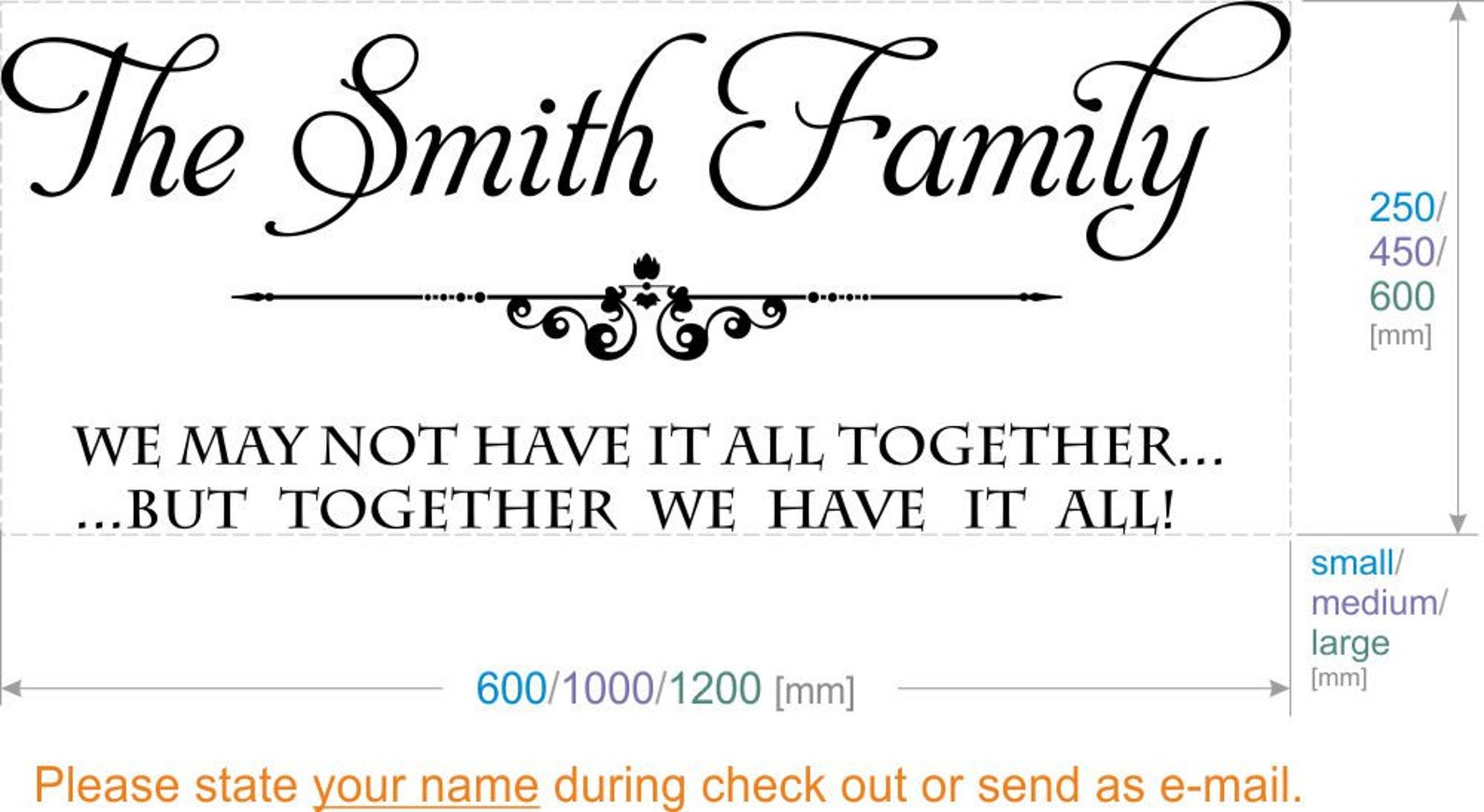 Personalised Family Name Large Wall Stickers Art Quotes Bedroom Decals ...