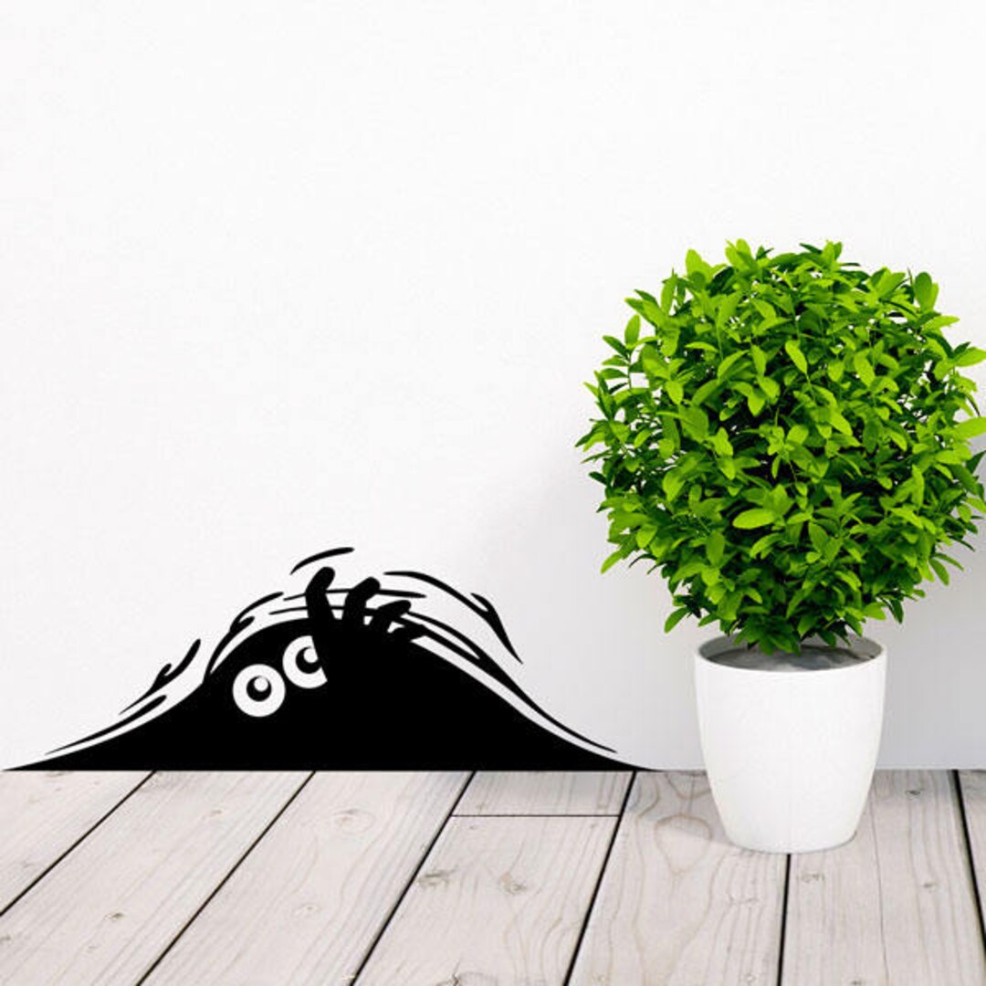 Peeking Monster Funny Vinyl Wall Sticker, Car Decal, Bumper, Door ...