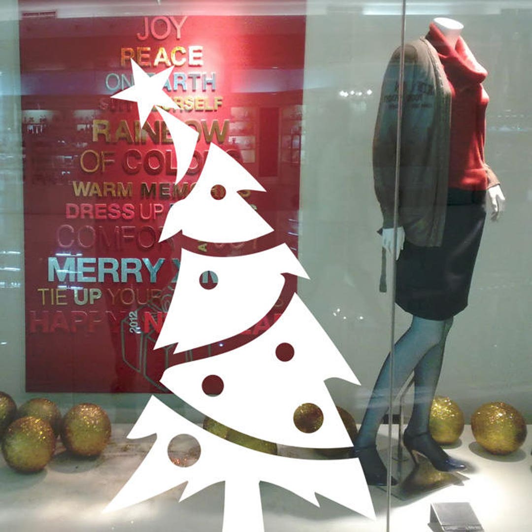 Mounted INDOOR Glass/window Sticker for Outside View Christmas Tree ...