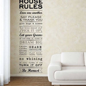 House Rules Family Love Stickers Modern Quote Wall Art Decals Home ...