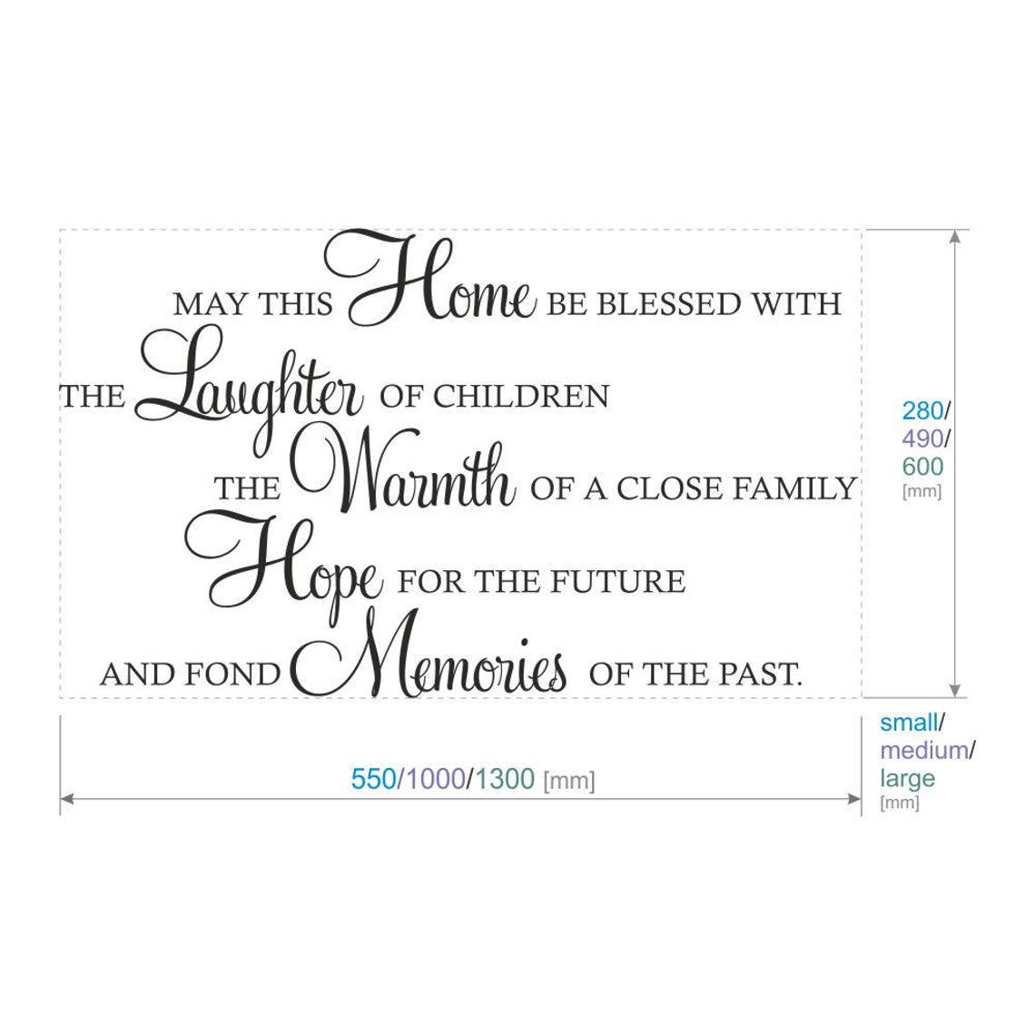 May This Home Be Blessed Large Vinyl Wall Stickers Art Quote Mural ...