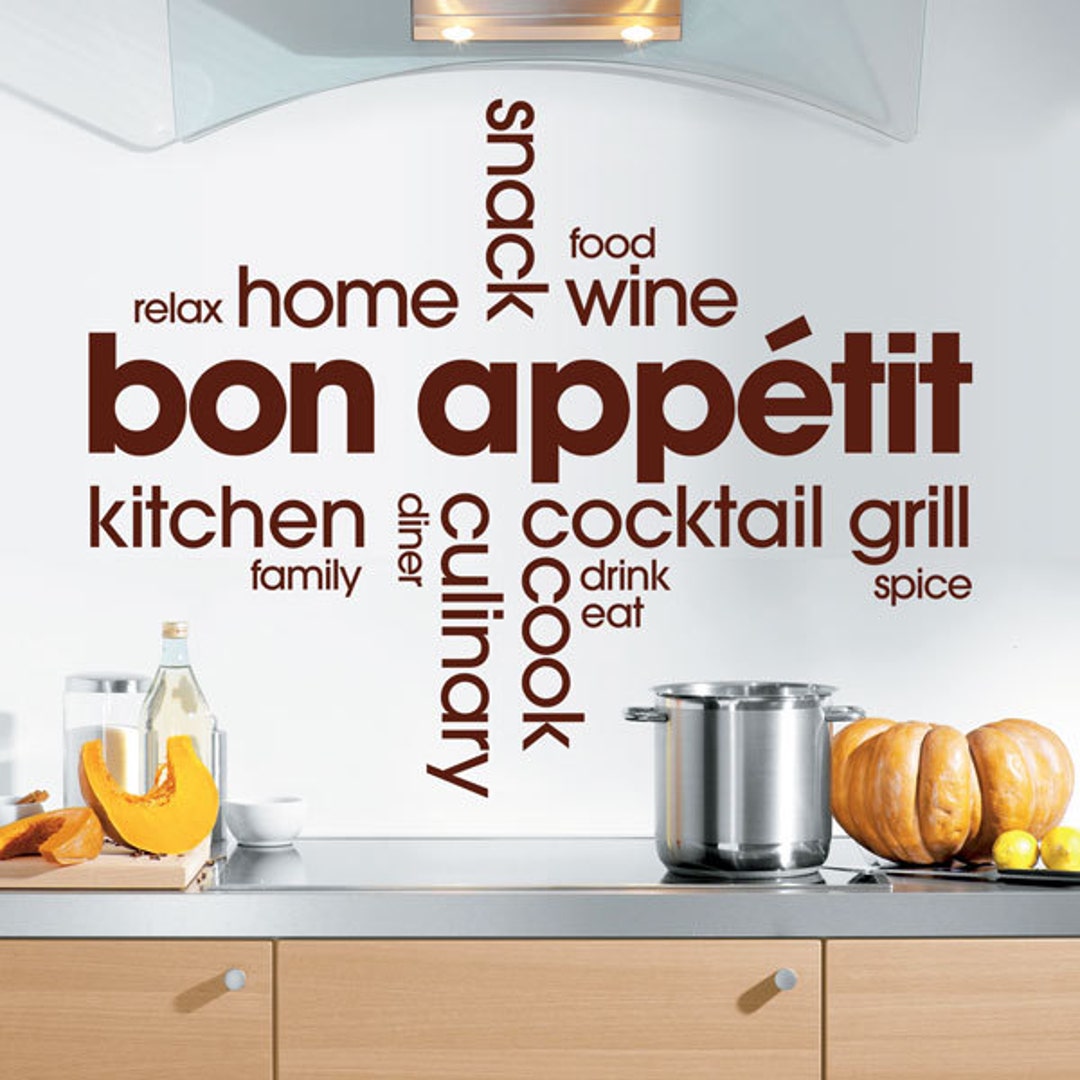 KITCHEN bon Appetit Montage Vinyl Wall Art Sticker Quote Home ...