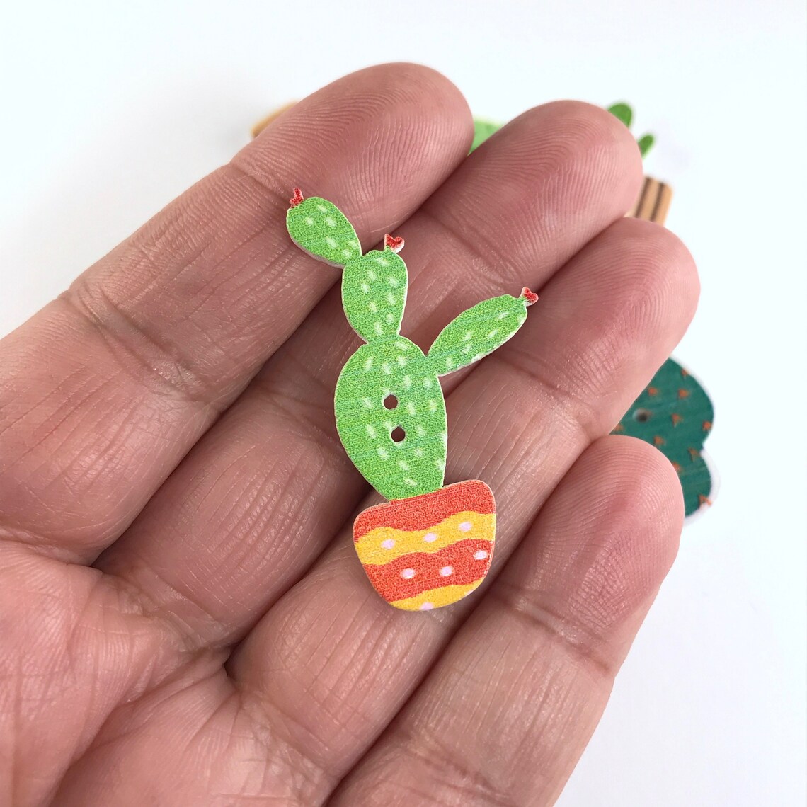Wooden Cactus Buttons, 35mm - 10 Pack - Etsy