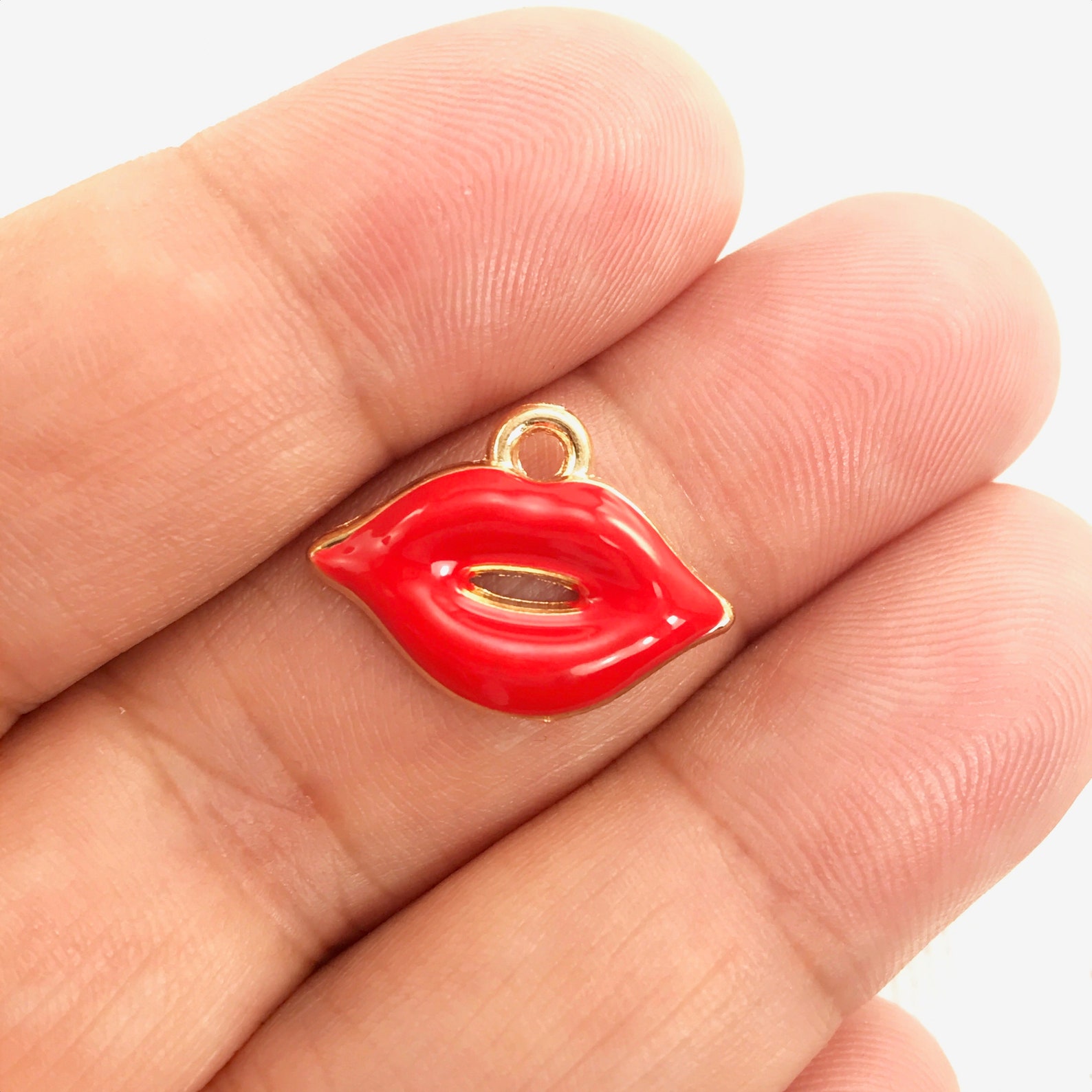 5/10pcs Enamel Red Lip Charms 19mm Jewelry Making Pendant - Etsy
