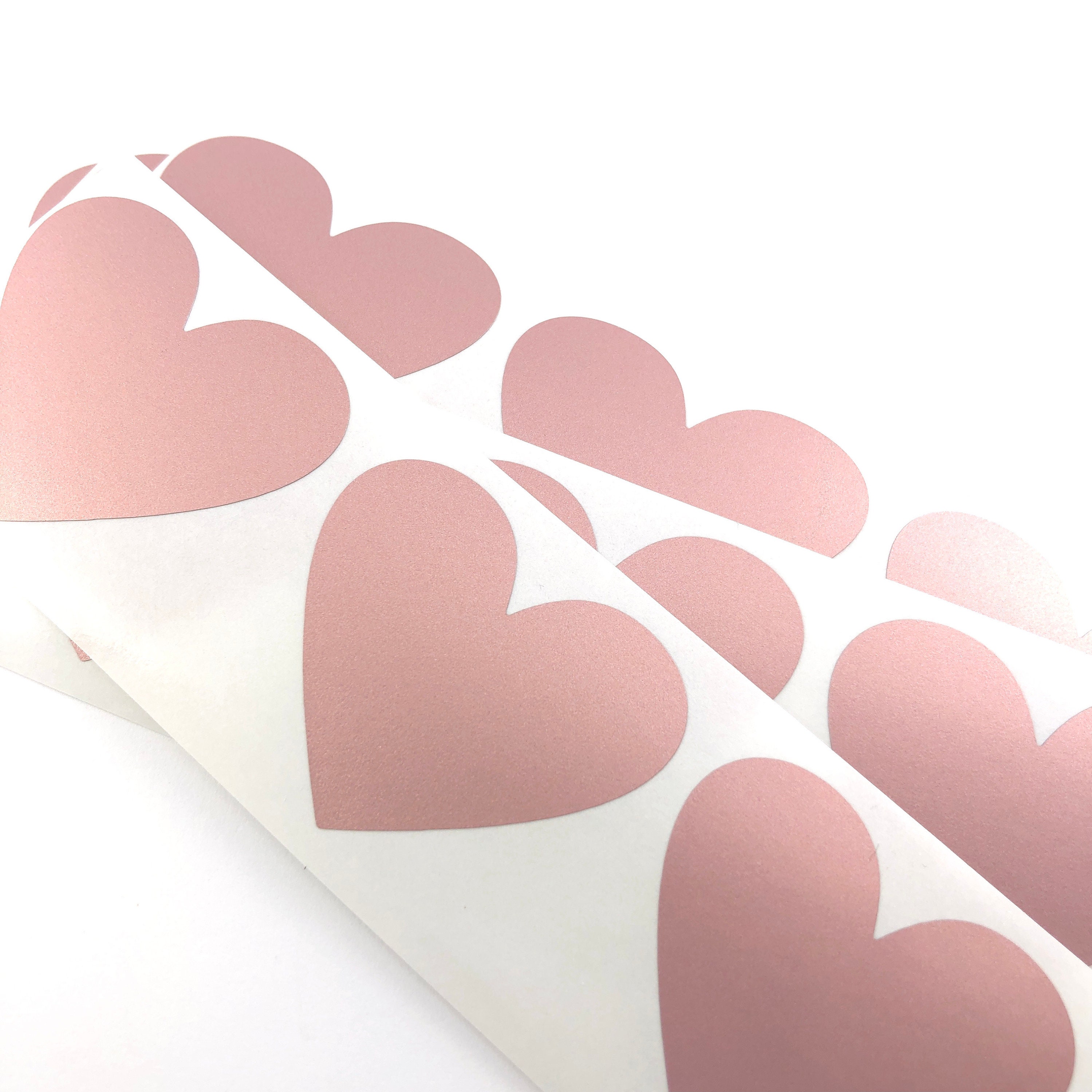 50 Pack Rose Gold Heart Scratch off Promotional Stickers, 35mm ...