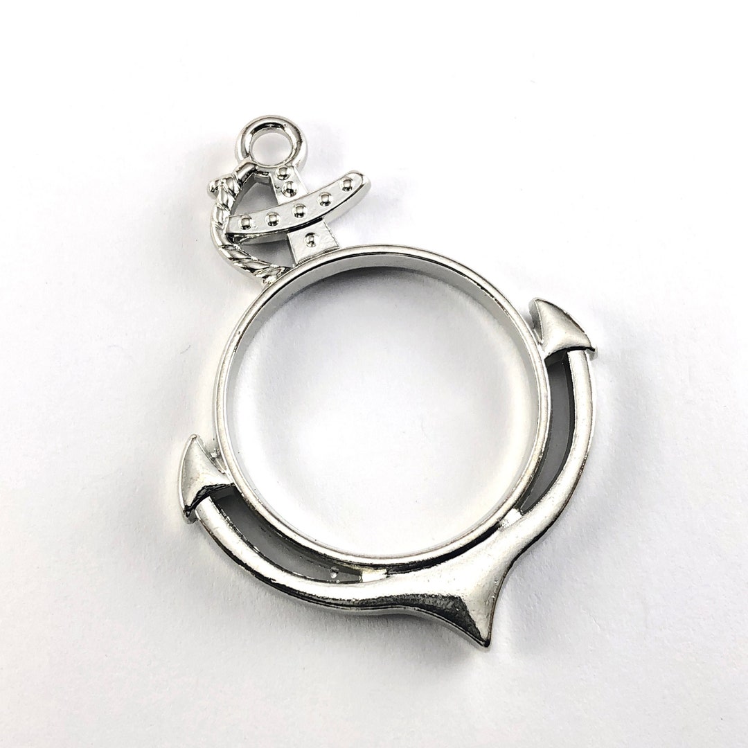 2/4pcs Anchor Shaped Silver Open Back Bezel Pendants for Resin Crafting ...