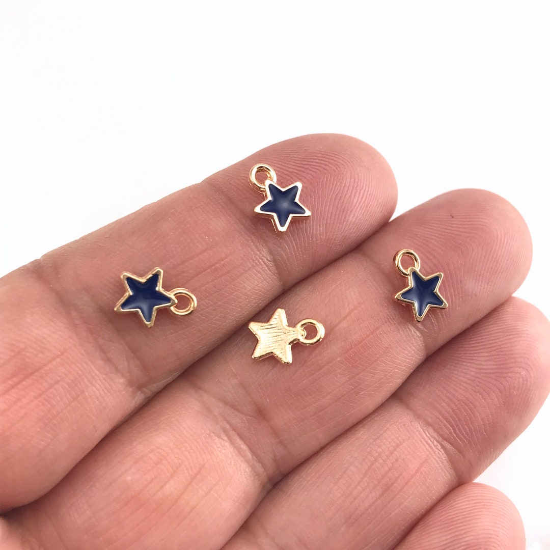 15/30pcs Enamel Navy Blue Star Charms for Jewelry Making, 6mm Bulk Pack ...