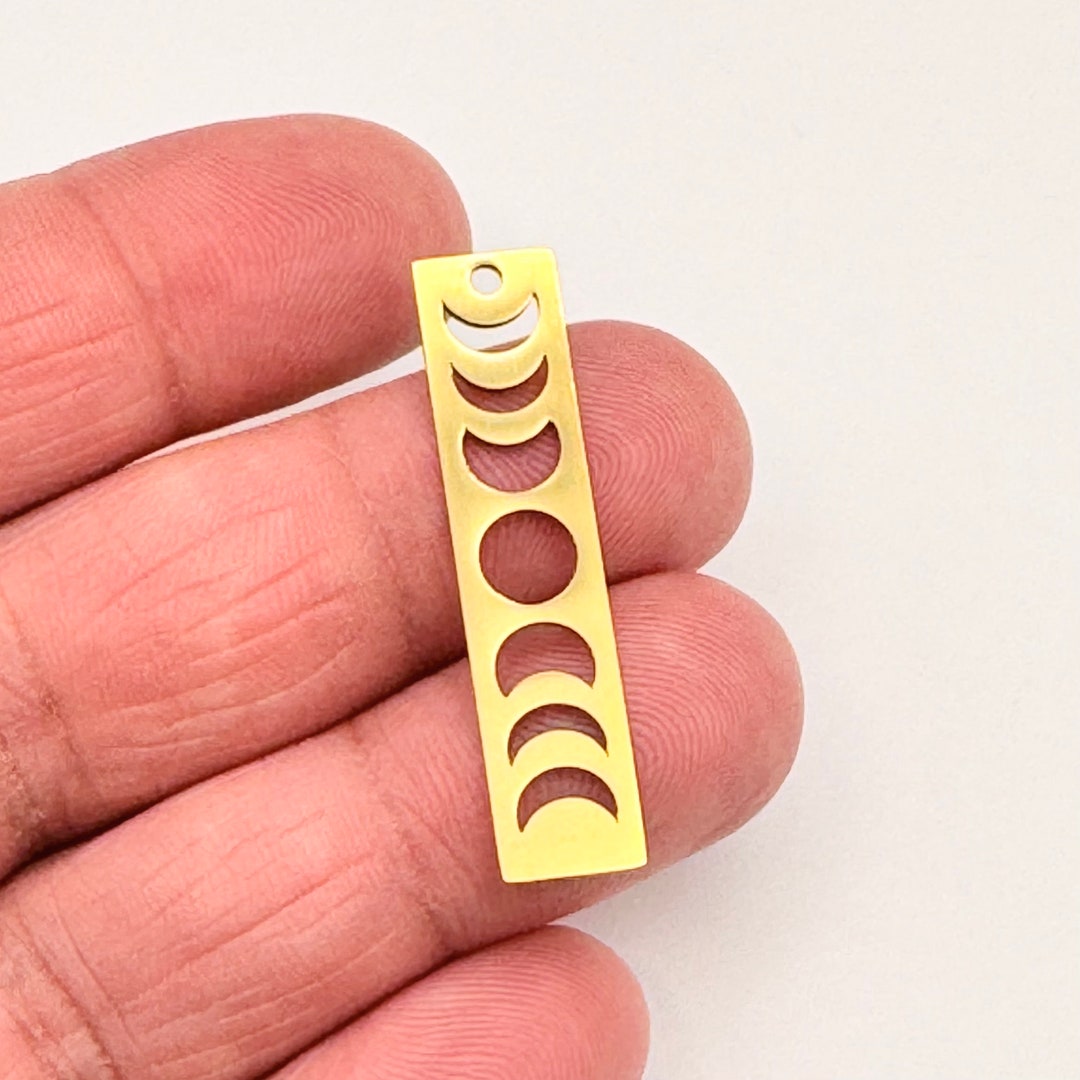 2/4pcs Stainless Steel Golden Moon Phase Bar Charms for Jewelry Making ...