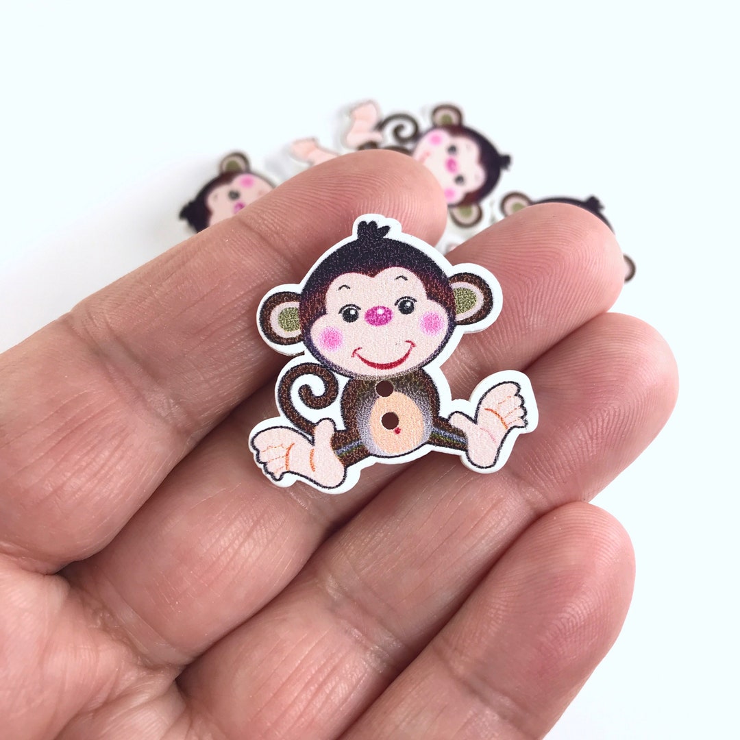 Wooden Monkey Buttons 29mm 10 Pack - Etsy