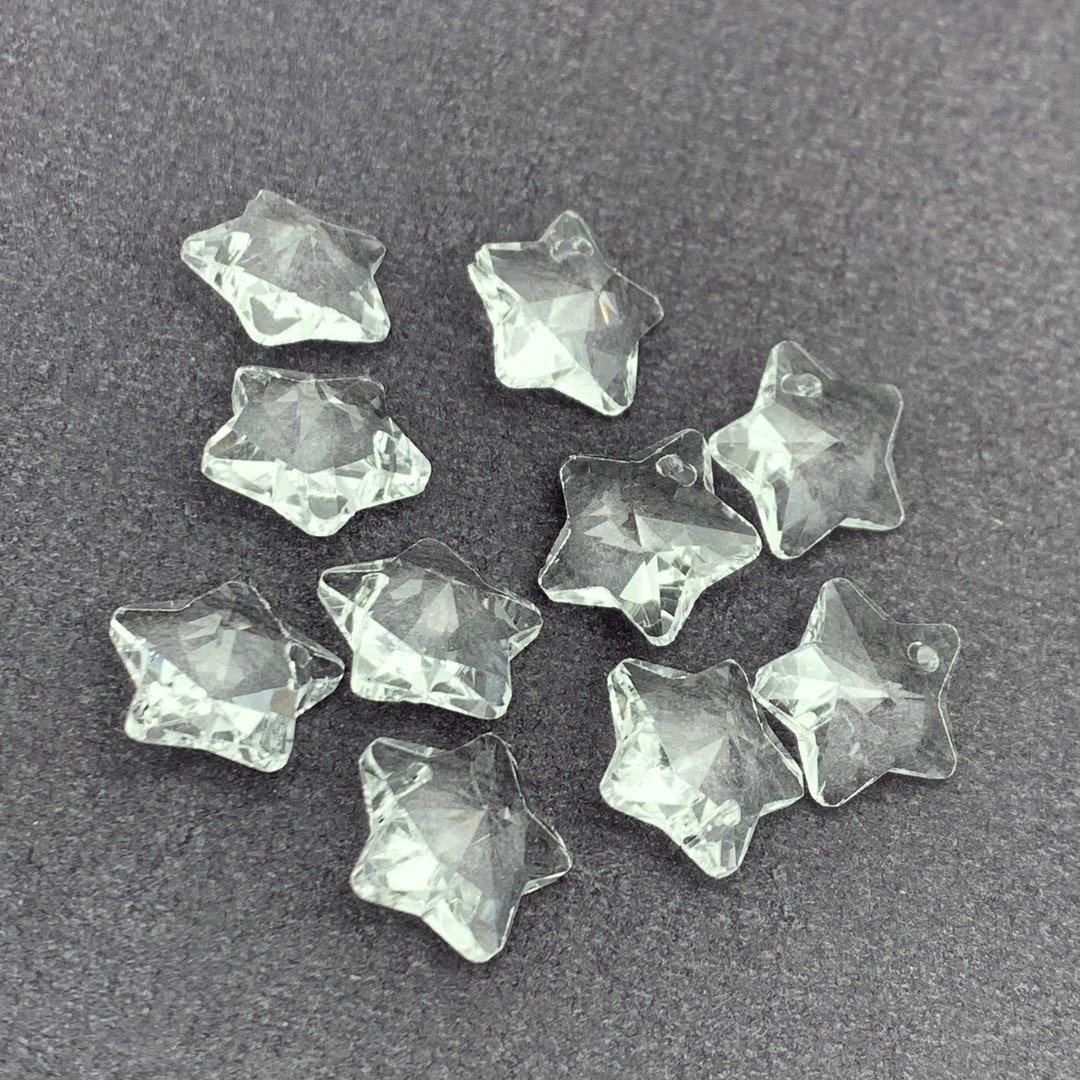10/20pcs Glass Star Charms, Clear Jewelry Making Pendant Charms, Bulk ...