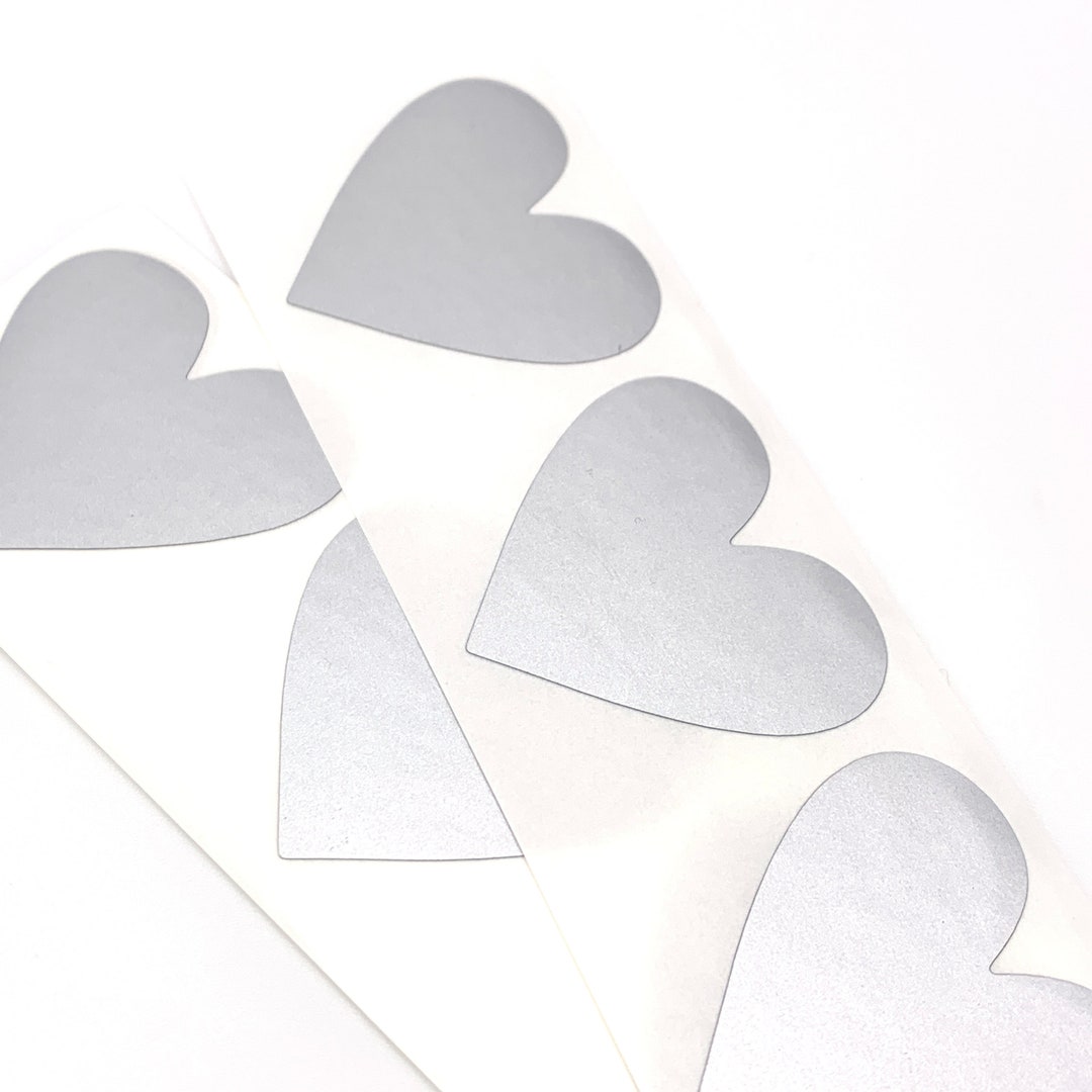 50 Pack Silver Heart Scratch off Promotional Stickers, 35mm - EMB1123 ...