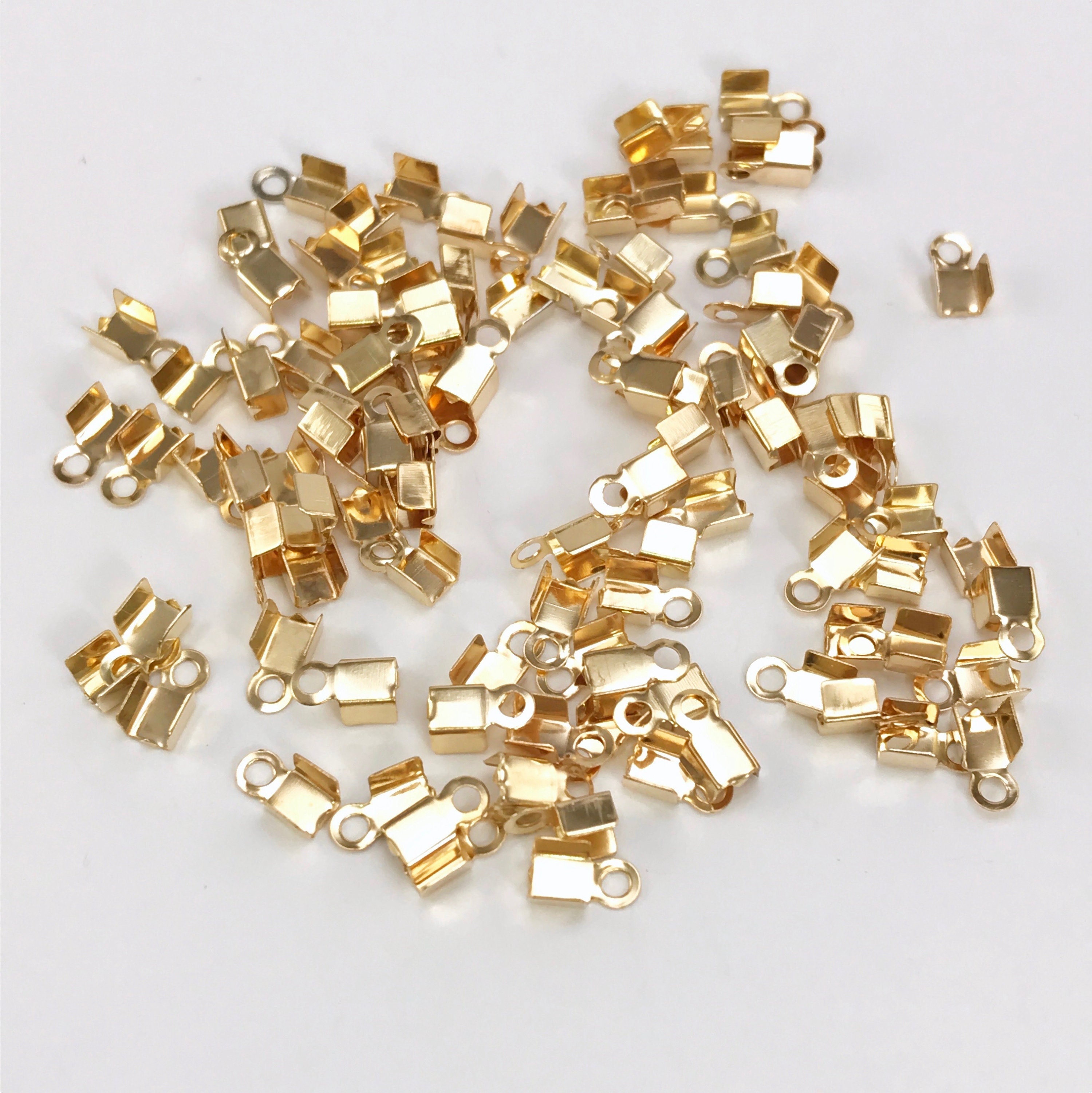 100/200pcs 3mm Cord End Crimp Clasps KC Gold 4x8mm FIN1020 - Etsy