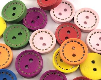 Assorted Wood Buttons Mixed Colors Wooden Craft 30mm/1.2 - Etsy