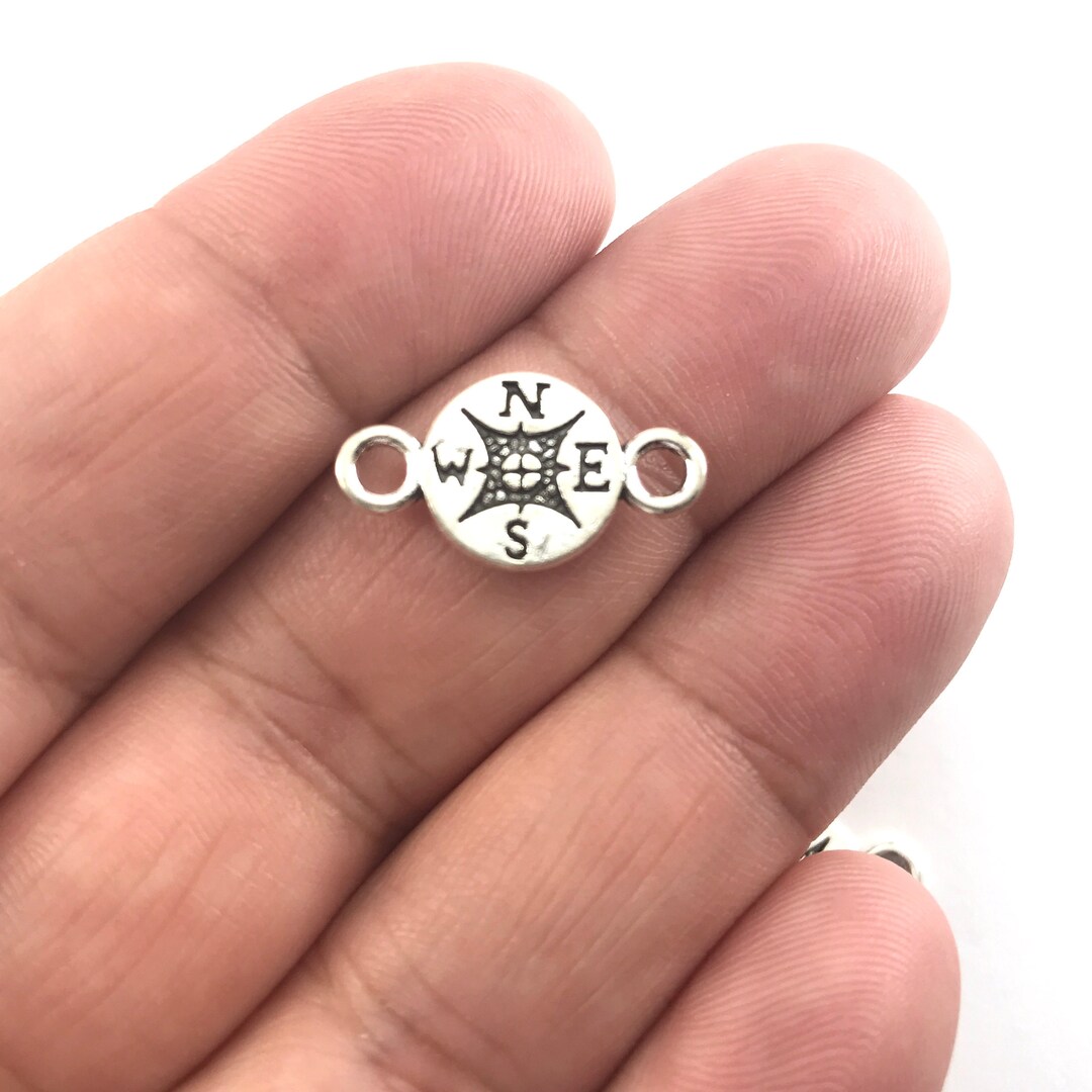 7/14pcs Silver Colour Compass Connector Charms, 19mm, Jewelry Making ...