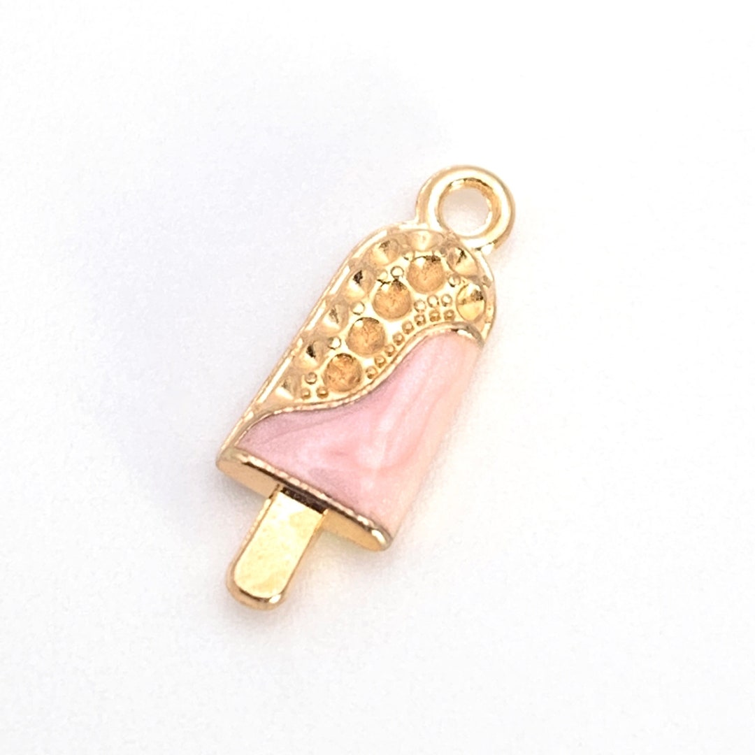5/10pcs Pink Enamel Ice Cream Jewelry Making Pendant Charms, Bulk Pack ...