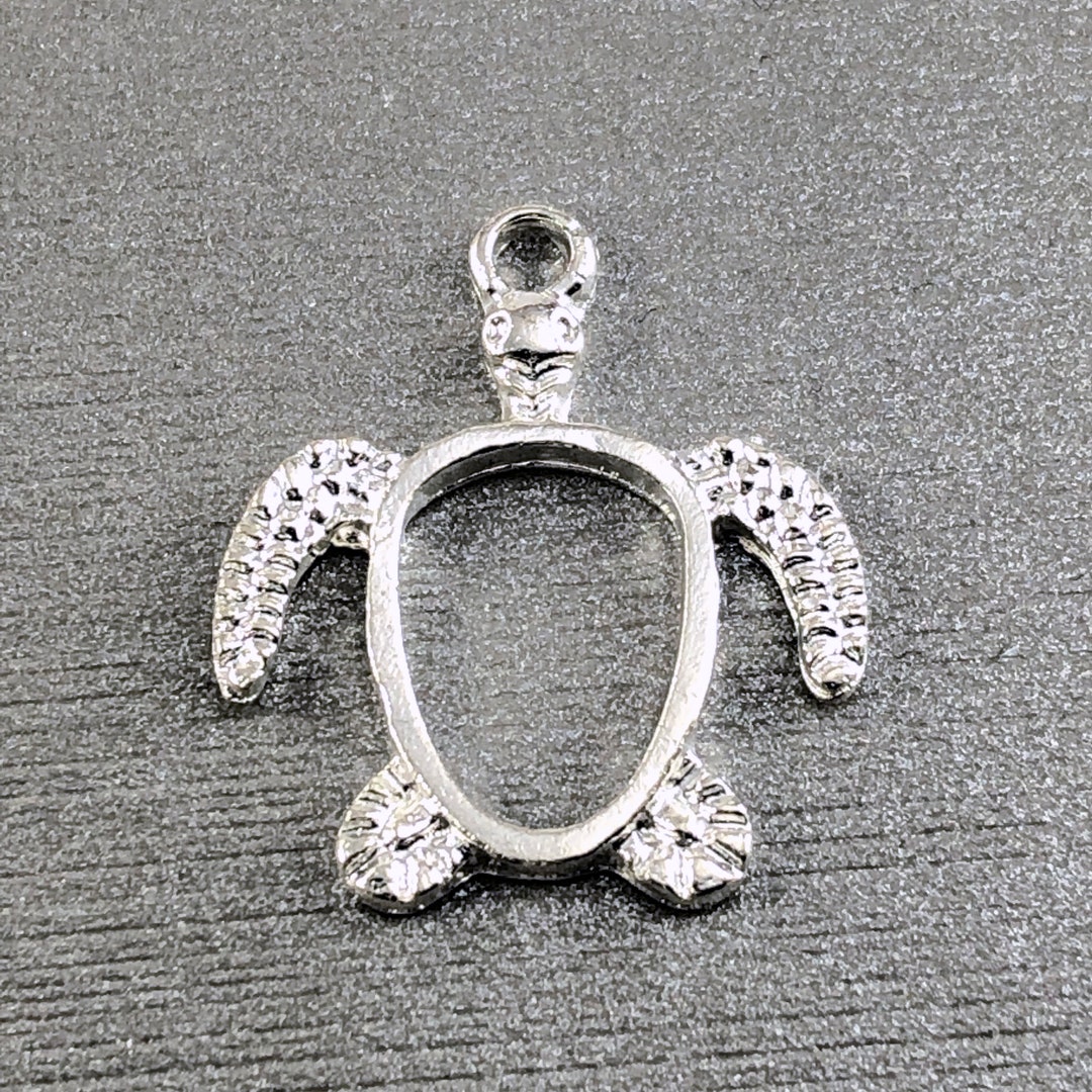 4/8 Pack Turtle Shaped Silver Open Back Bezel Pendants for Resin ...