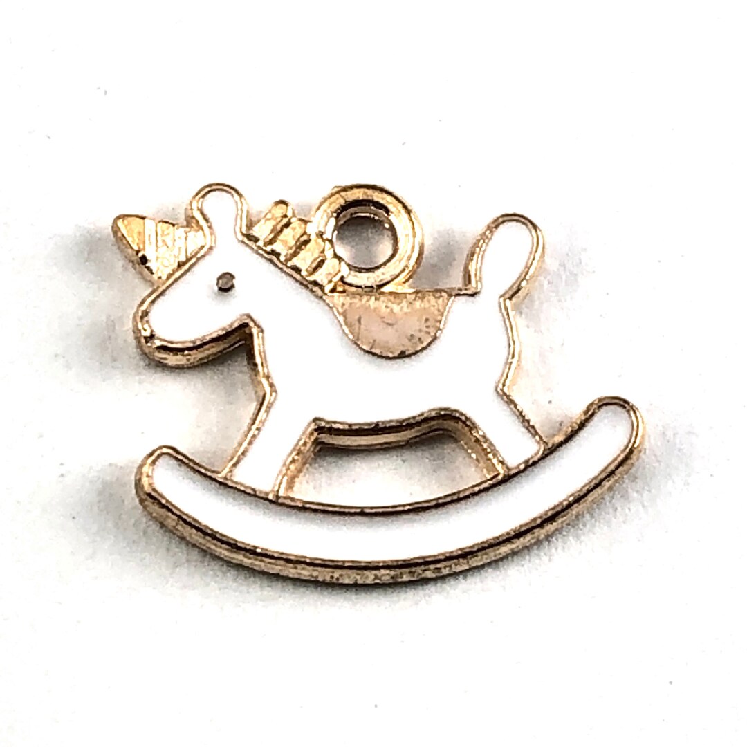 5/10pcs White Enamel Rocking Horse Pendant Charms, 16mm Jewelry Making ...
