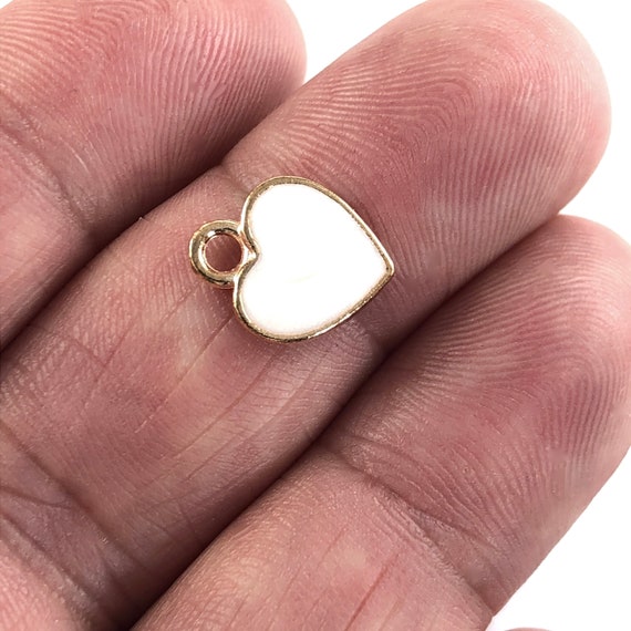 8 16pcs White Enamel Heart Charms for Jewelry Making 12mm Bulk Pack CHA1618 Etsy