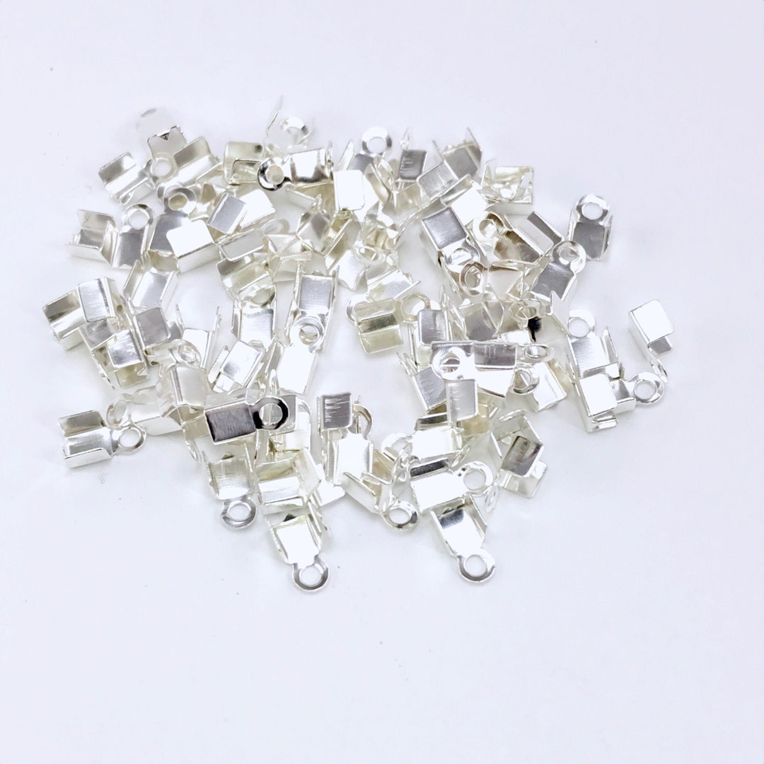 100/200pcs 3mm Cord End Crimp Clasps, Silver Colour 4x8mm - FIN1019 - Etsy