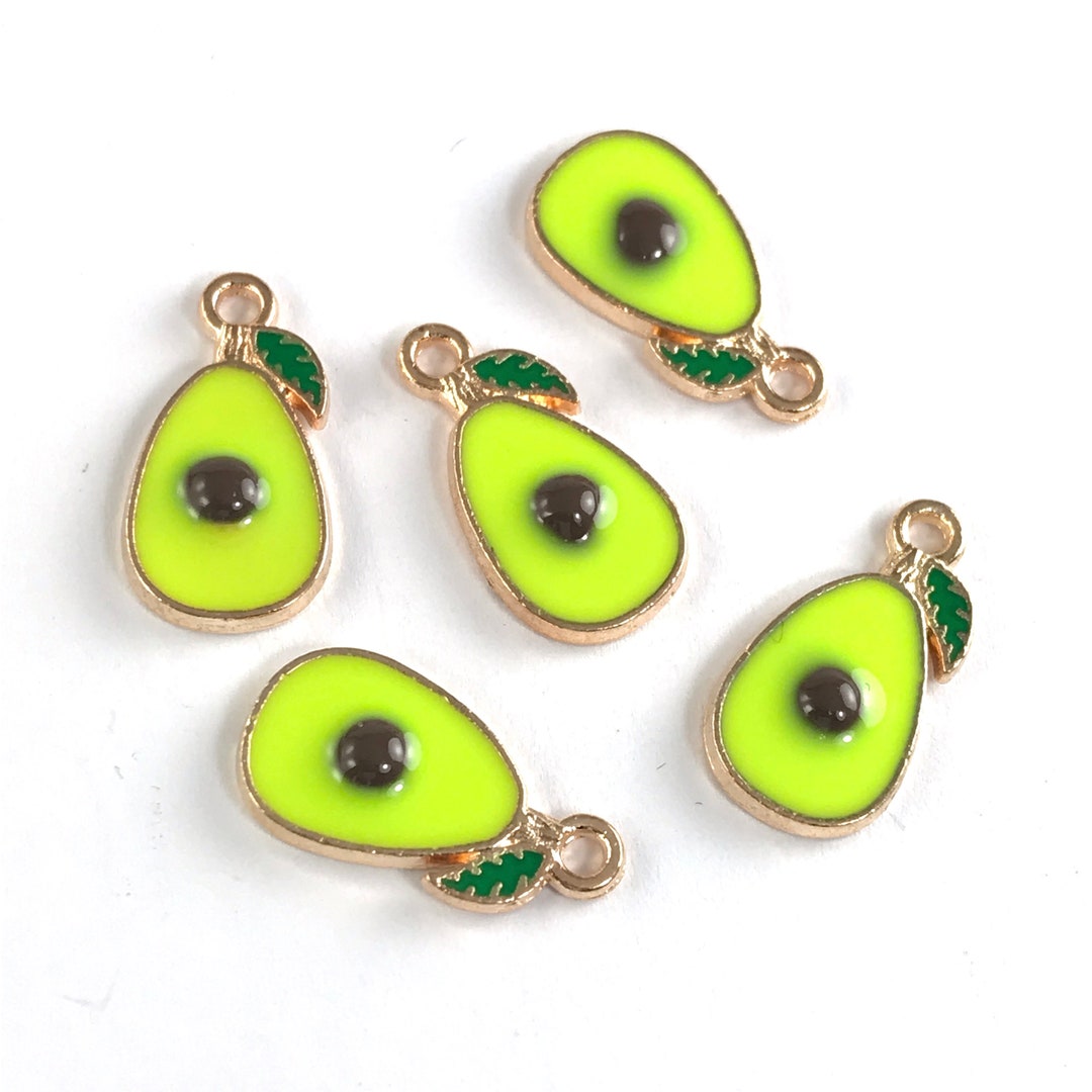 5/10pcs Enamel Avocado Charms for Jewelry Making, 18mm Bulk Pack ...