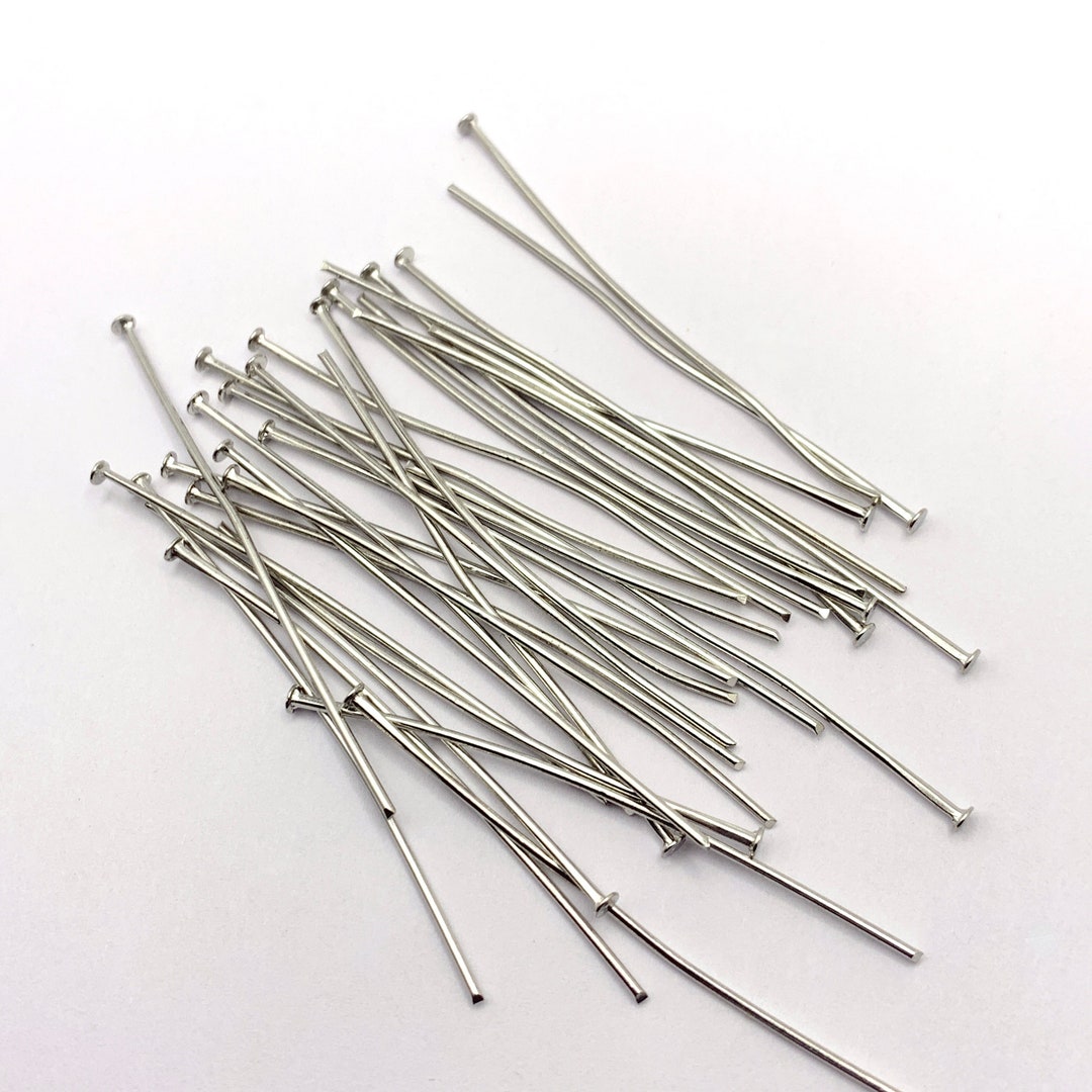 100/200pcs Flat Head Pins, Platinum Silver Colour, 50mm 2 Inch Jewelry Headpin - FIN1219 - Etsy